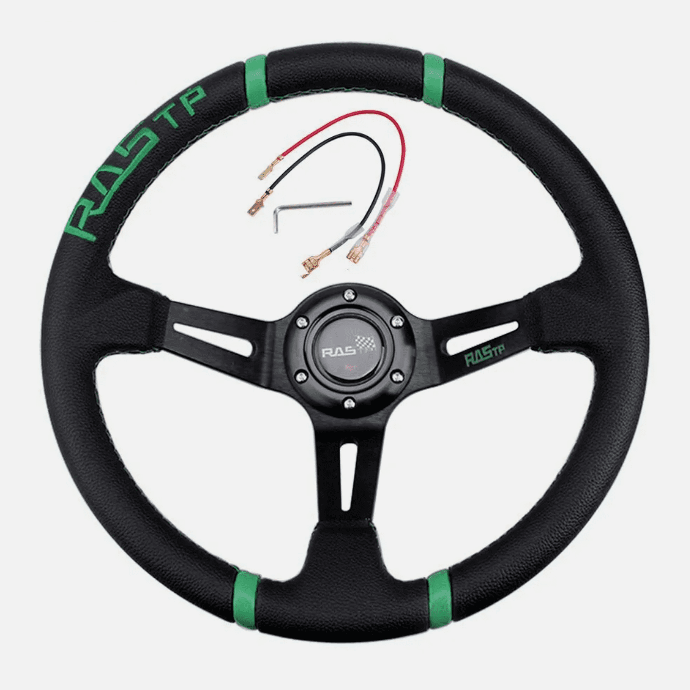 RASTP Green 14" Deep Dish Alum & Leather Drifting Steering Wheel ...