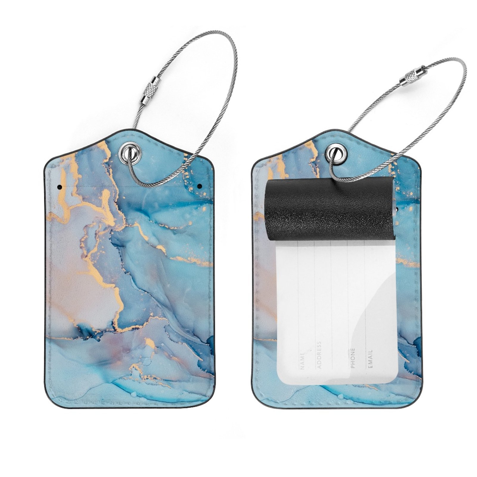 Easy Read Register 5 Clear Vinyl Luggage Tags with 5 Loops and 5 Name ...