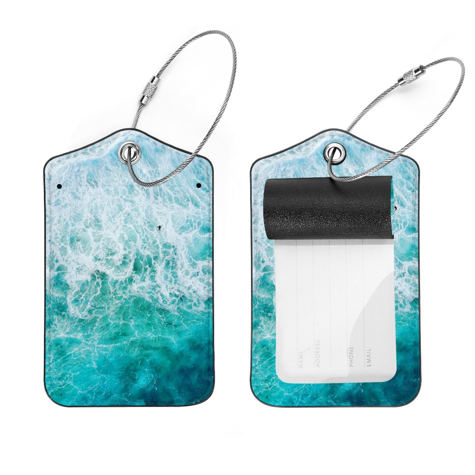 [4 Pack] Fintie Luggage Tags, Leather Name ID Label Holder w/ Privacy ...