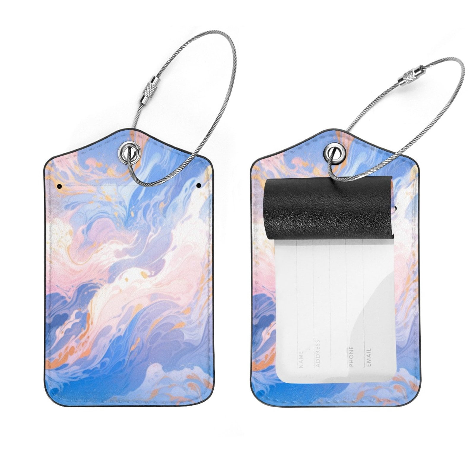 RATGDN 2-Pack Wavy Luggage Tags, PU Leather, Purple Pink Wavy - Walmart.com