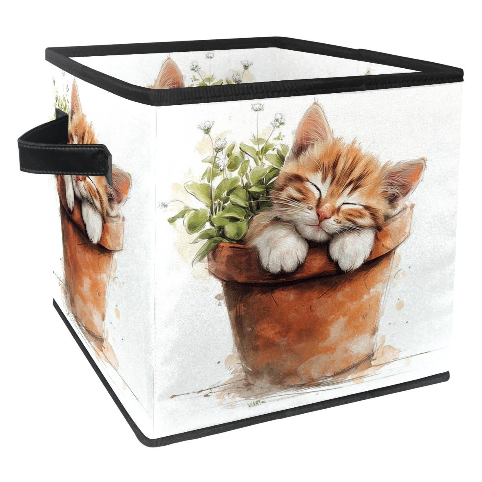 RATGDN Collapsible Fabric Cube Storage Bin with Double Handles for ...