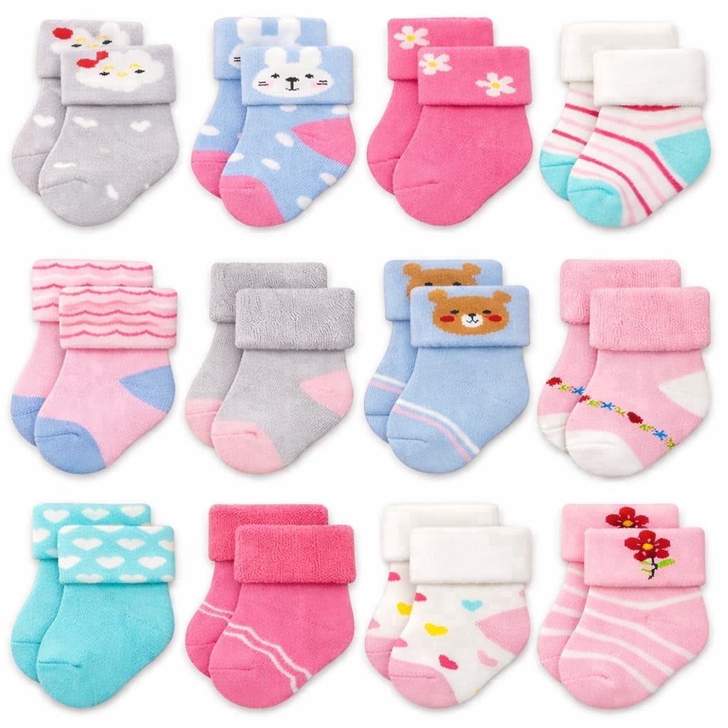 RATIVE Infant Baby Socks 6-12 Months Thick Terry Turn Cuff Socks for ...