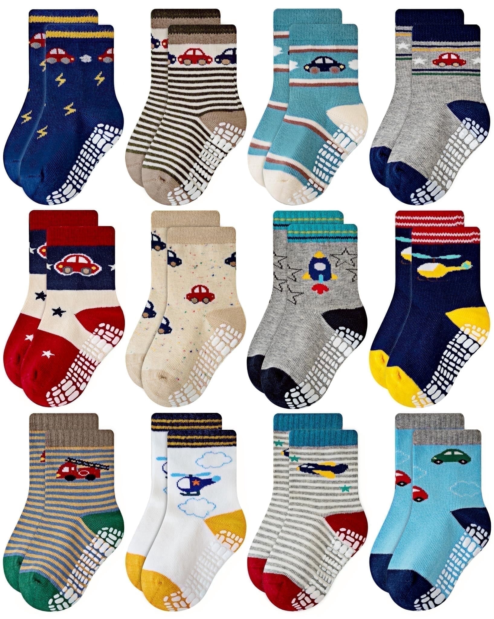 RATIVE Non Skid Anti Slip Slipper Cotton Crew Dress Socks With Grips ...