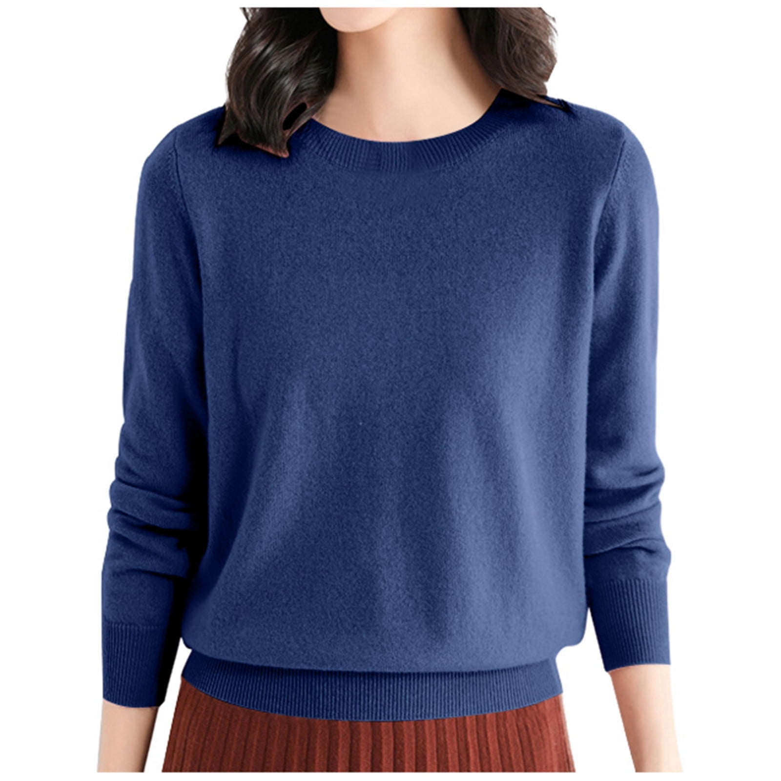 RATTOYY 2024 New Womens Sweaters Trendy Wool Layer Tops Crewneck Long ...