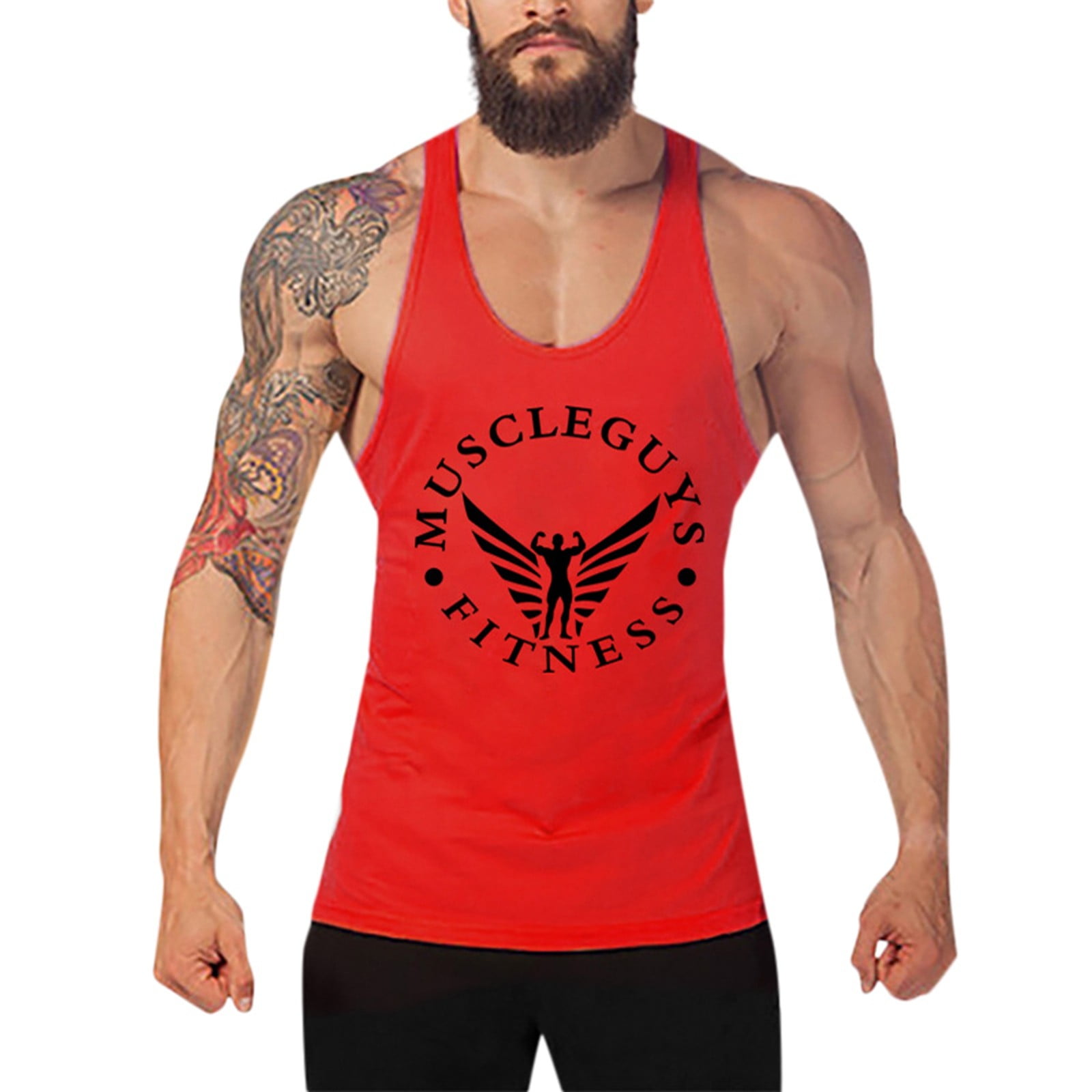 RATTOYY Casual Tanks For Men Workout Stringer Fitness Performance ...