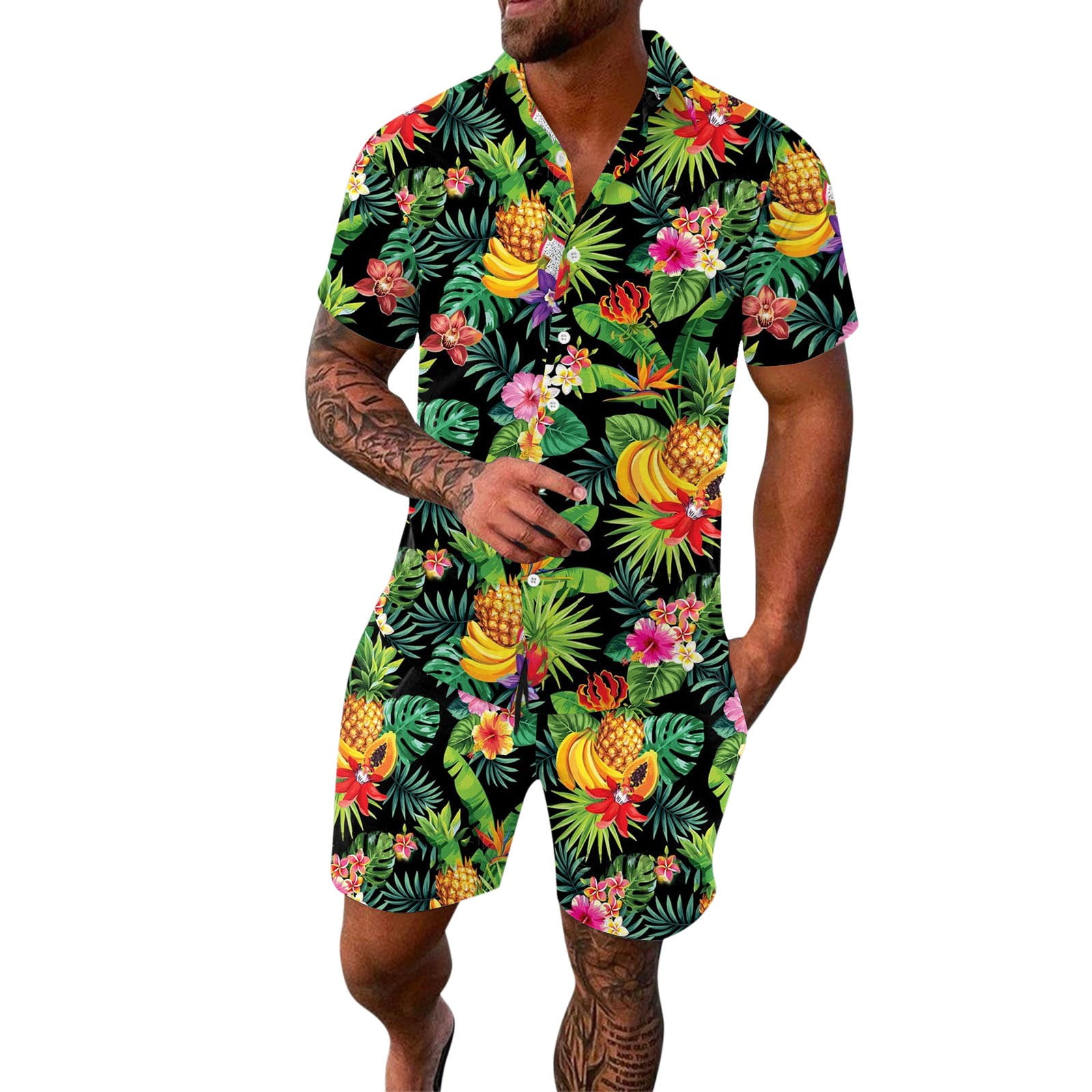 RATTOYY Clothing Sets Two Piece Men Spring Summer Sports Hawaii Beach ...