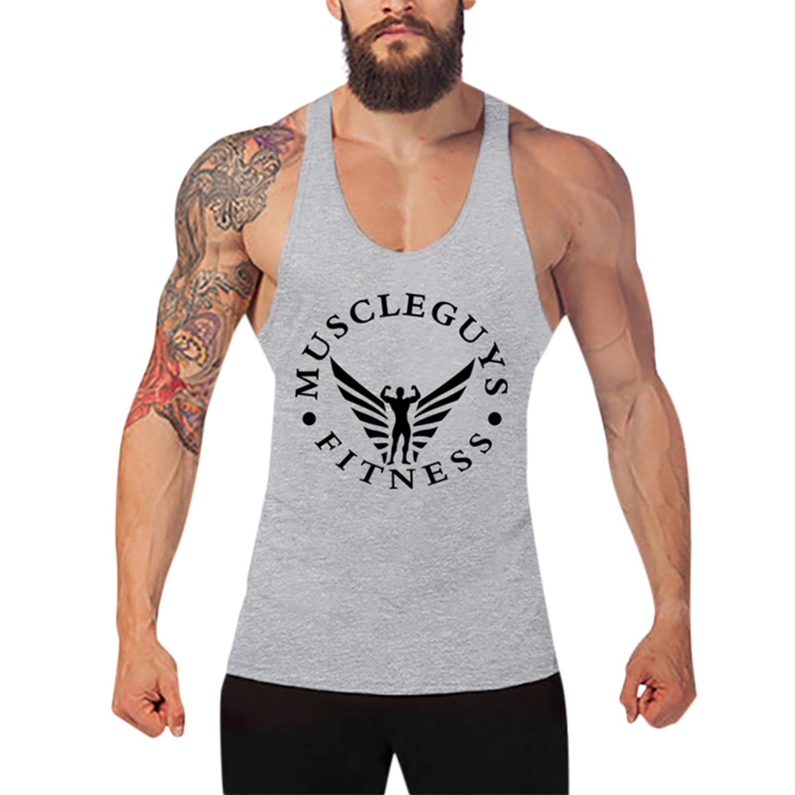 RATTOYY Mens Tank Top Beach Workout Stringer Fitness Performance Muscle ...
