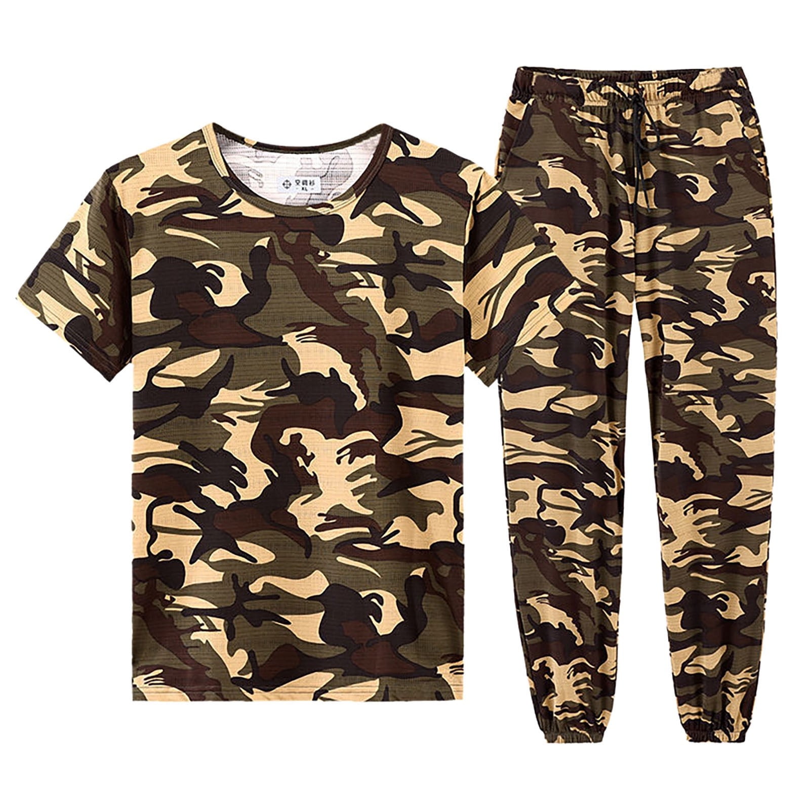 RATTOYY Two Piece Outfits For Men Casual Camo T Shirt Sports Short ...