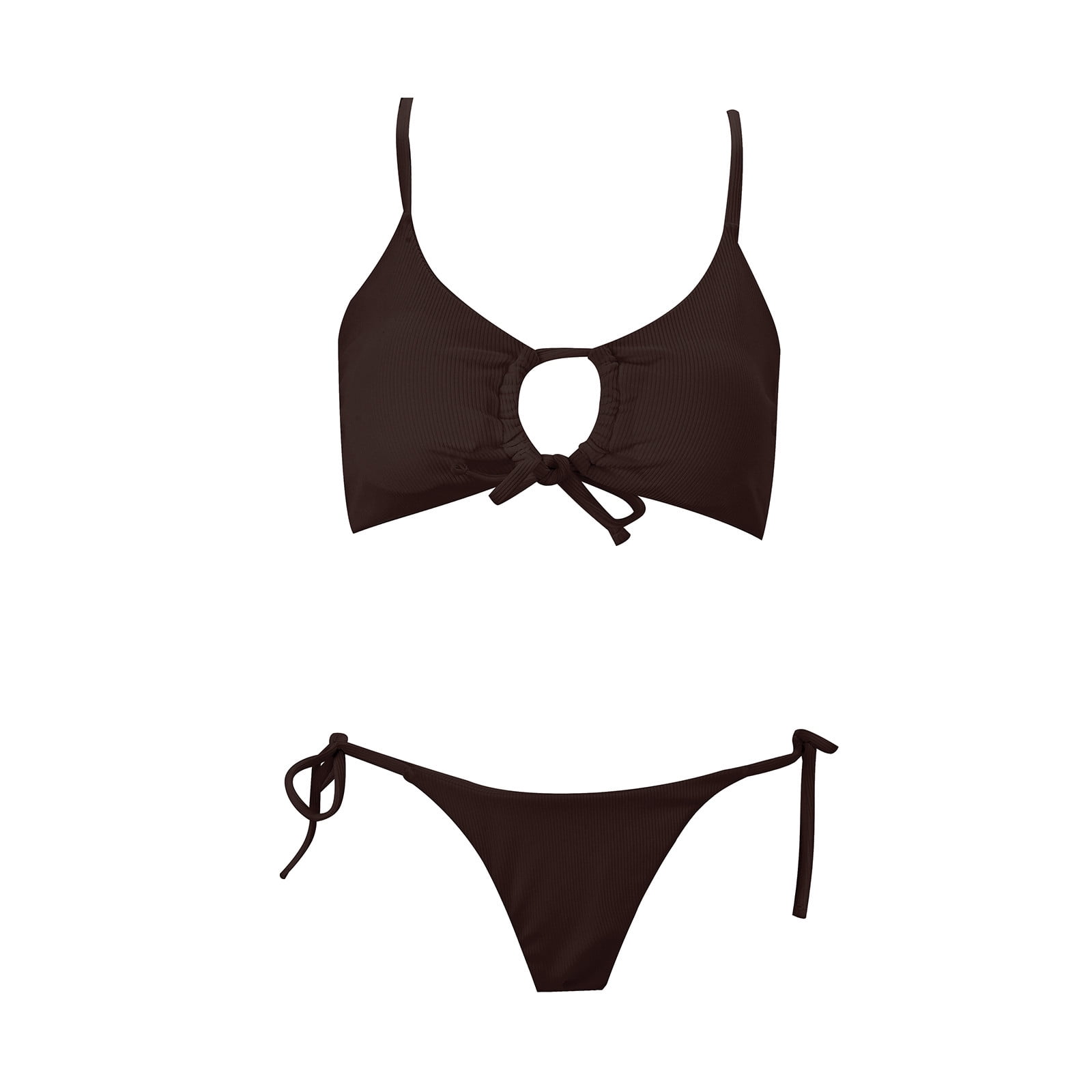 Rattoyy Womans Fashion Bikinis Womens Casual Solid Color Comfortable Lace Up Drawstring Split