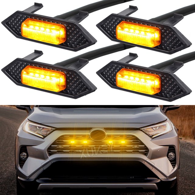 RAV4 Hybrid XLE 2019-2023 4x Amber Yellow LED Grille Grill Light Kit ...