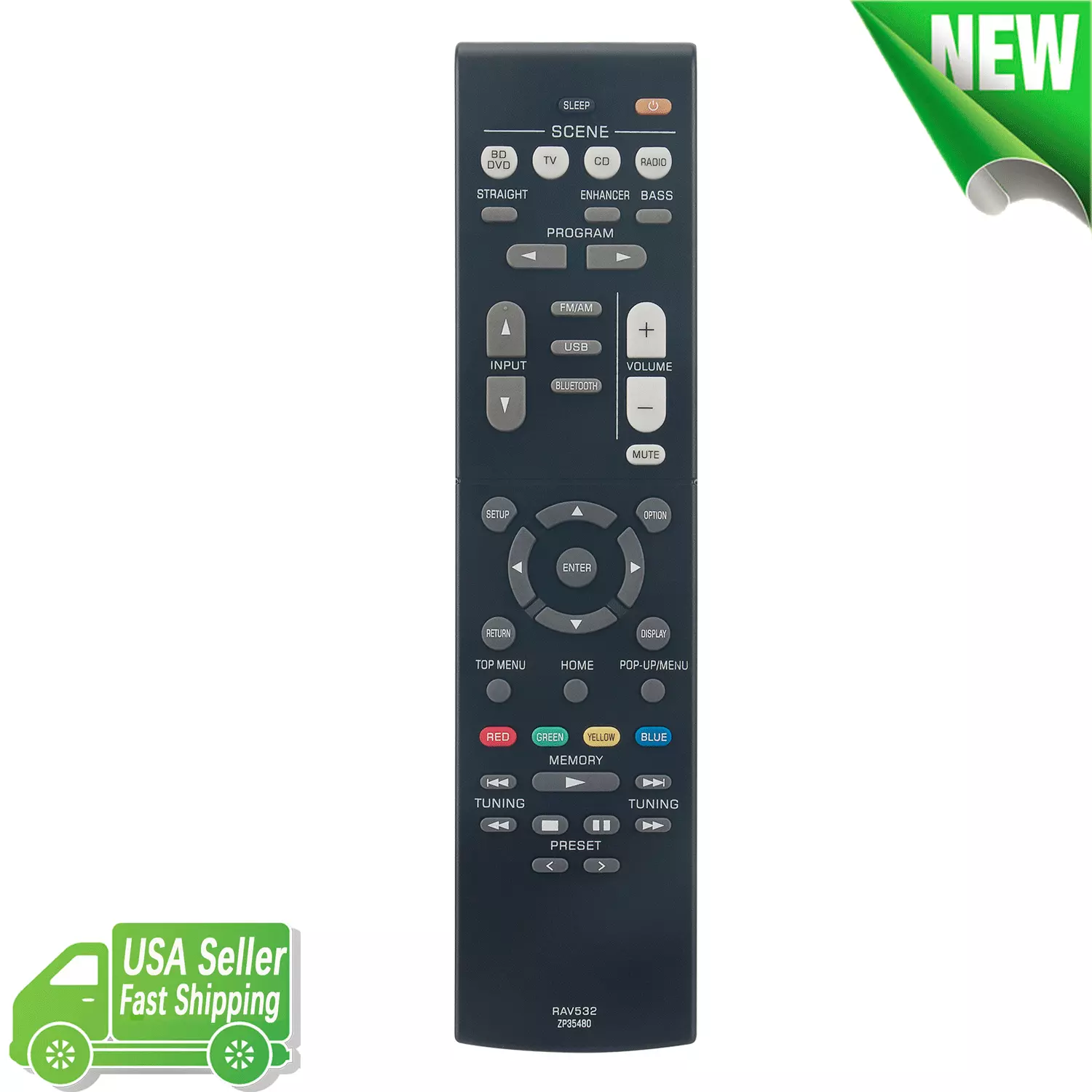 RAV532 ZP35480 Replaced Remote for Yamaha AV Receiver RX-V383BL RX-V379 ...