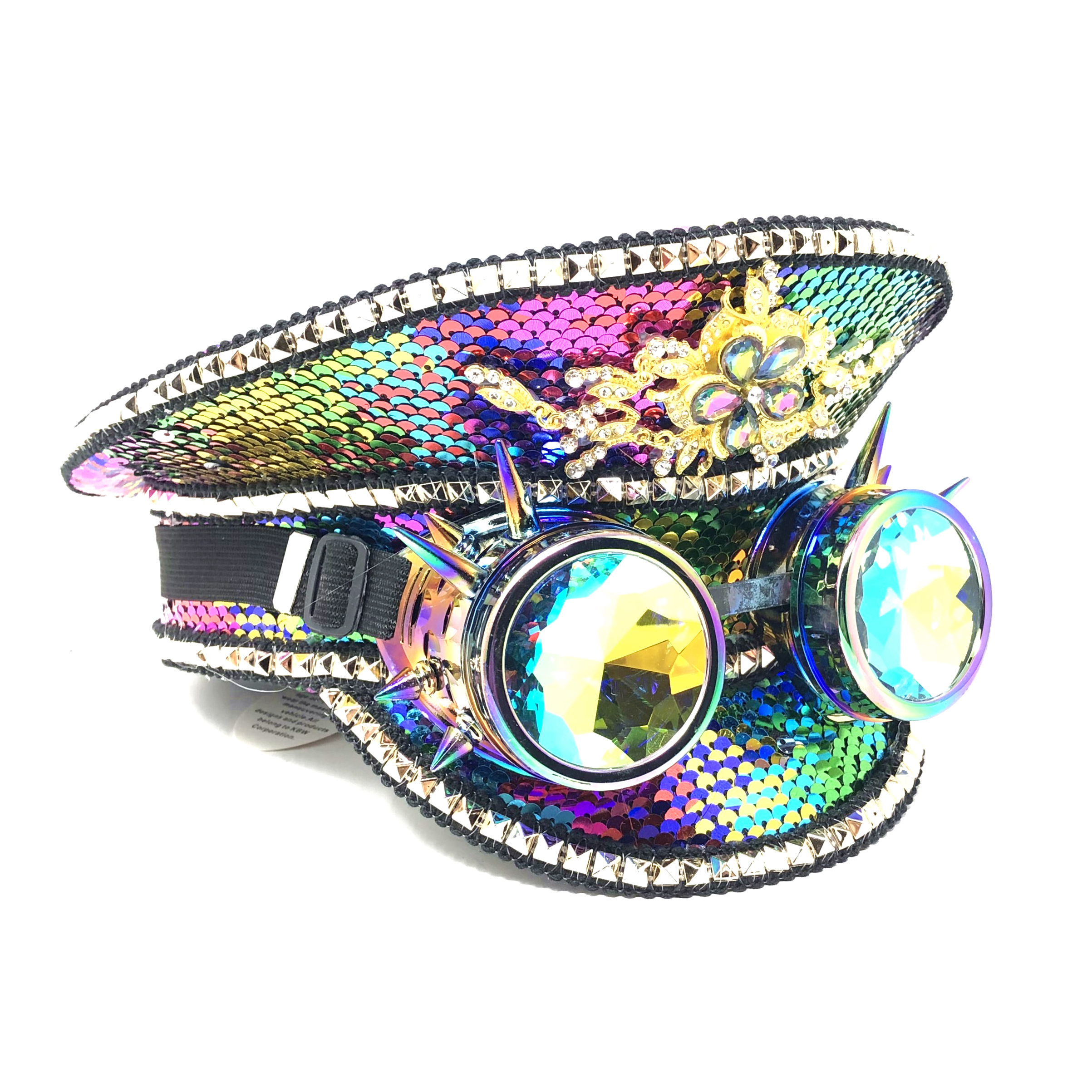 RAVE Captain Style Luxury Rhinestone Sequin Sparkly Concert Hat for ...