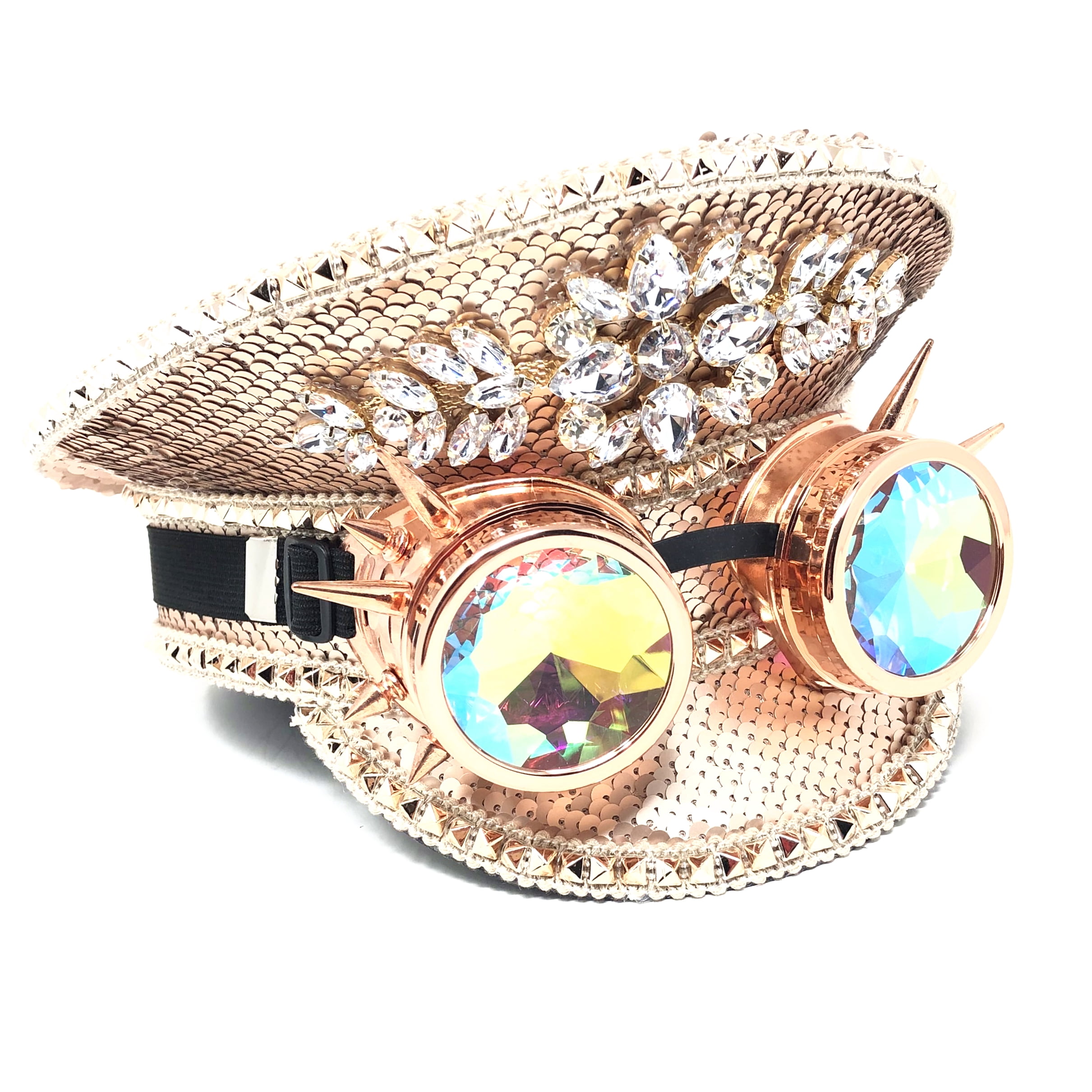 RAVE Captain Style Luxury Rhinestone Sequin Sparkly Concert Hat for ...