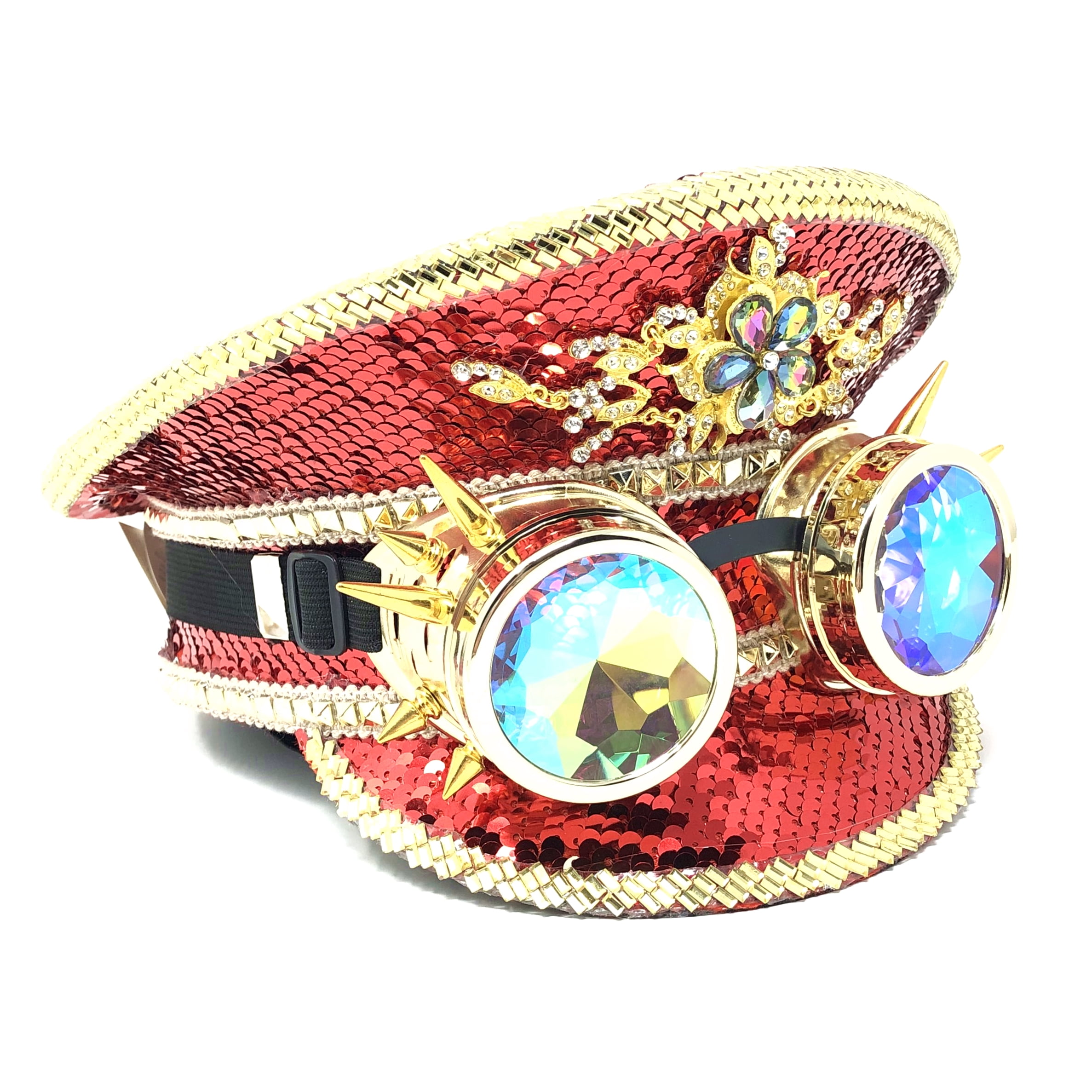 RAVE Captain Style Luxury Rhinestone Sequin Sparkly Concert Hat for ...
