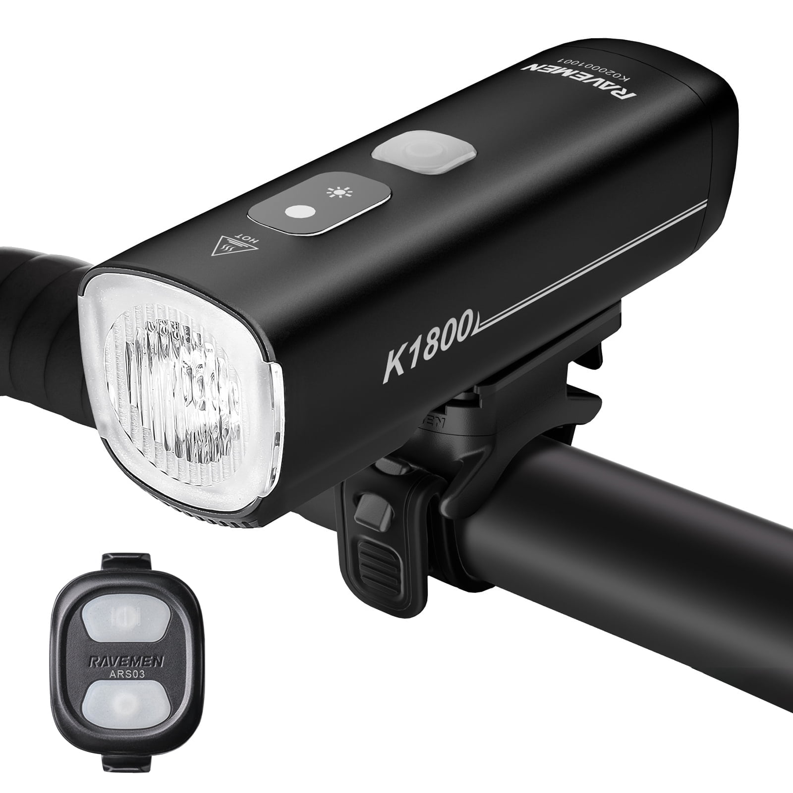 RAVEMEN K1800 Smart Bike Light with Daytime Running Mode, Handlebar ...
