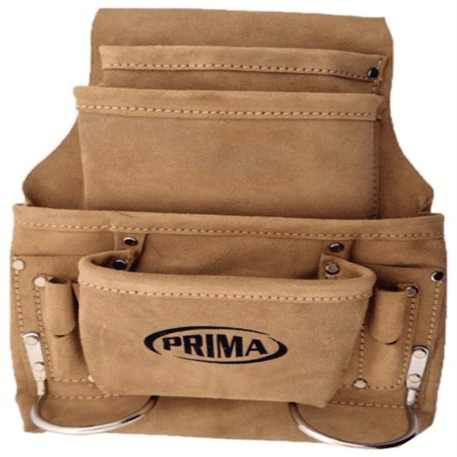 RAVEN 10 Pocket Leather Tool Bag | Beige Suede Finish | 13" (33 cm) x 7 ...