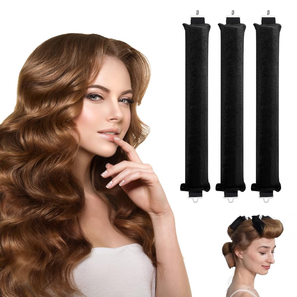 RAVIRANDAL Heatless Hair Curler Flexible Curling Rod with Hook Satin Rollers for All Hair Types ...