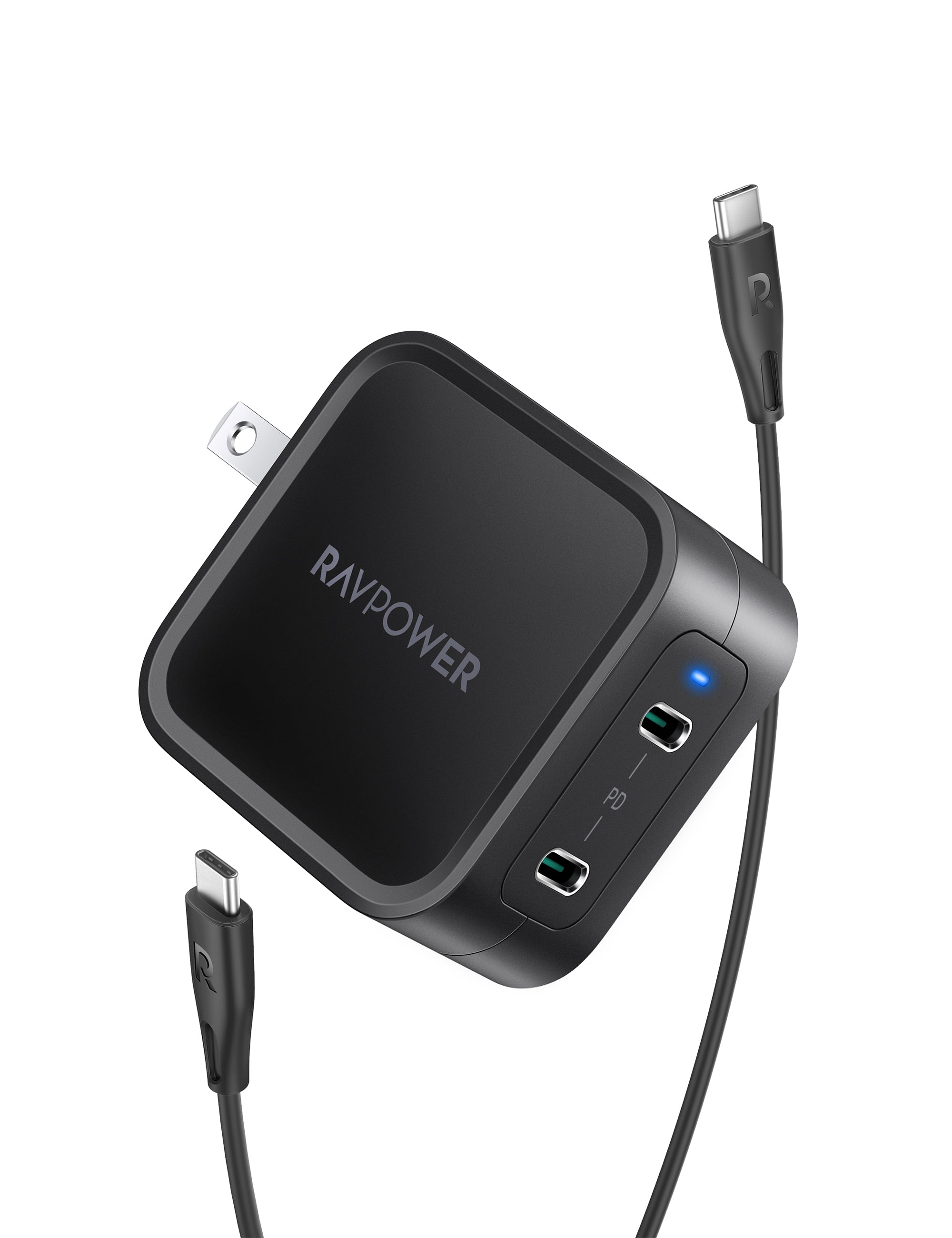 RAVPower 65W PD Charger, Foldable USB C Charger With 2 Ports, 2nd ...