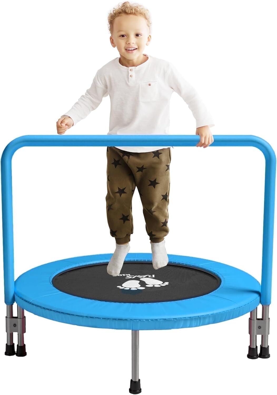 RAVS Toddler Trampoline 36 Inch Foldable with Adjustable Foam Handle ...
