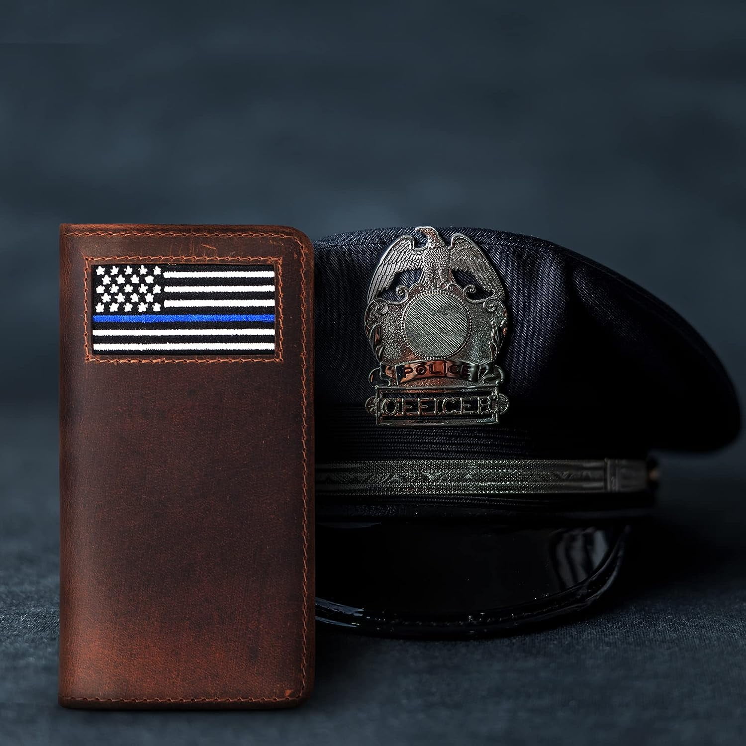 RAW HYD Blue Lives Matter Gifts American Flag Wallets, Full-Grain ...