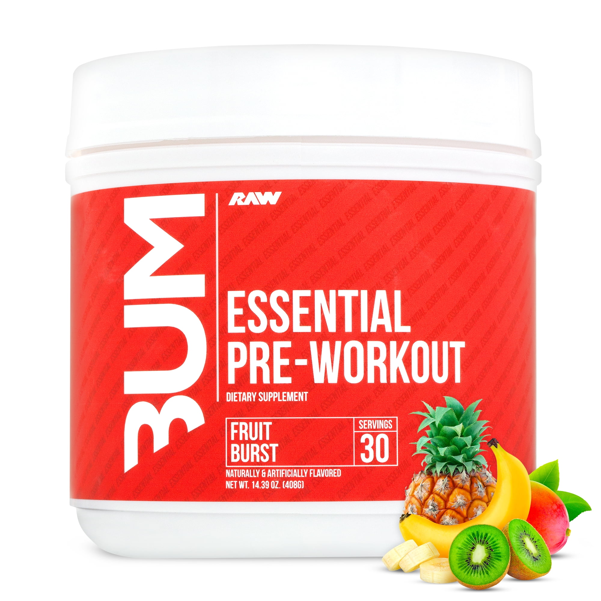 RAW Nutrition Essential Pre Workout Powder, Fruit Burst, 30 Servings ...