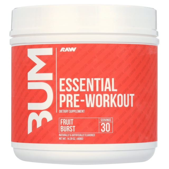 RAW Nutrition Essential Pre Workout Powder, Fruit Burst, 30 Servings ...