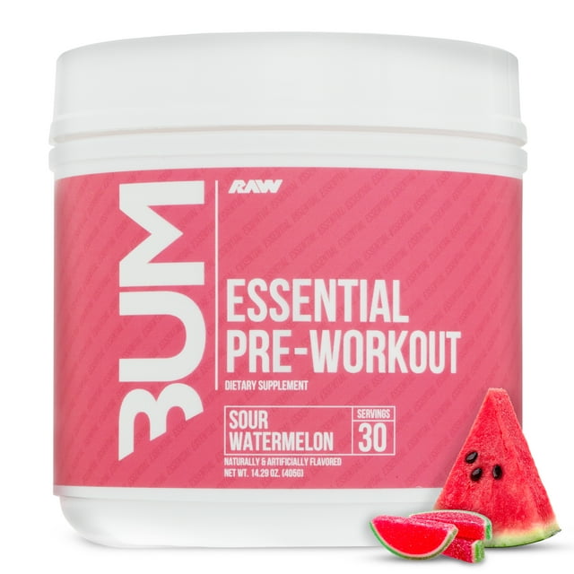 RAW Nutrition Essential Pre Workout Powder, Sour Watermelon, 30 ...