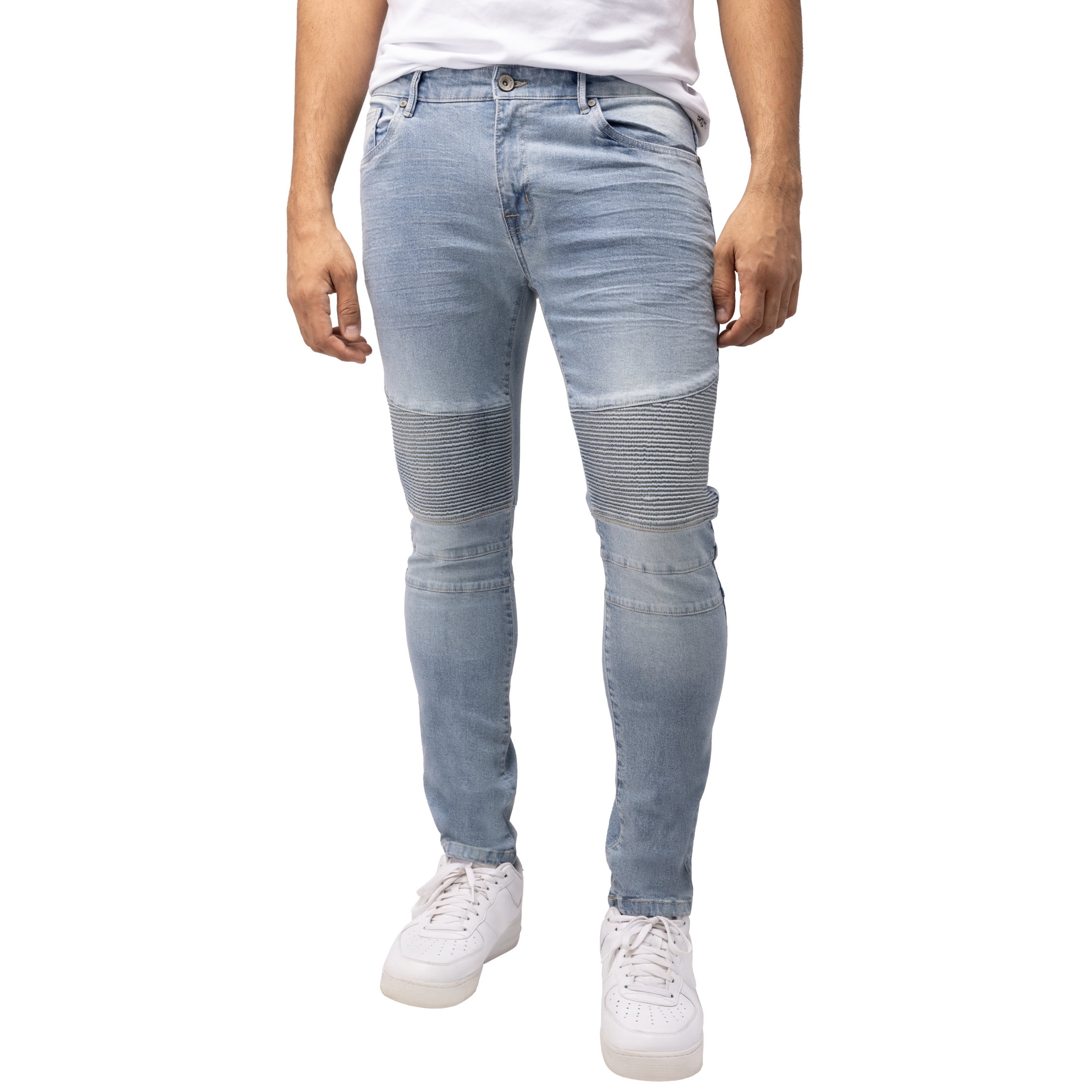 RAW X Mens Skinny Fit Moto Jeans, Light Blue, 30X32 - Walmart.com