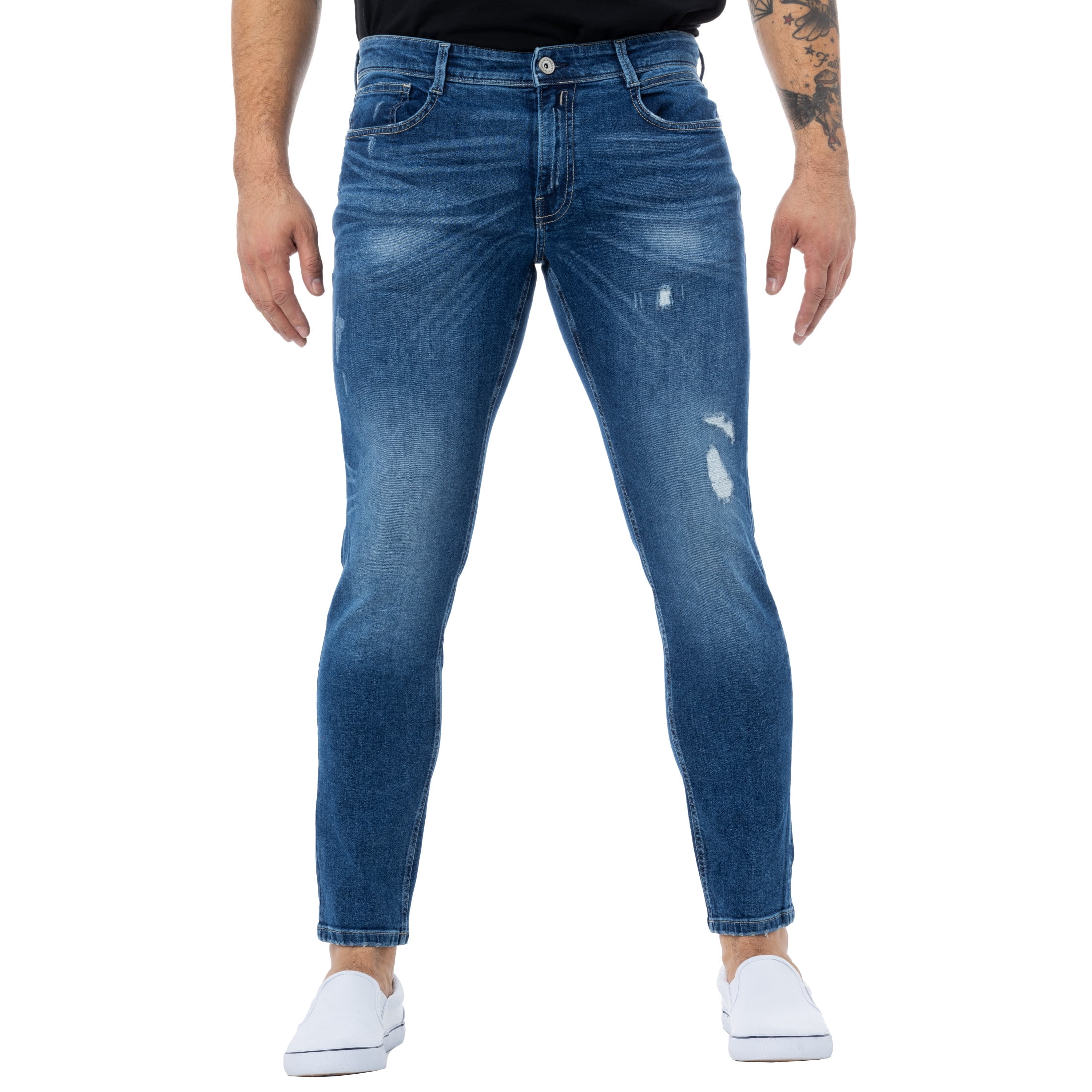 RAW X Mens Stretch 5 Pocket Skinny Jeans, Med Blue, 30X30 - Walmart.com