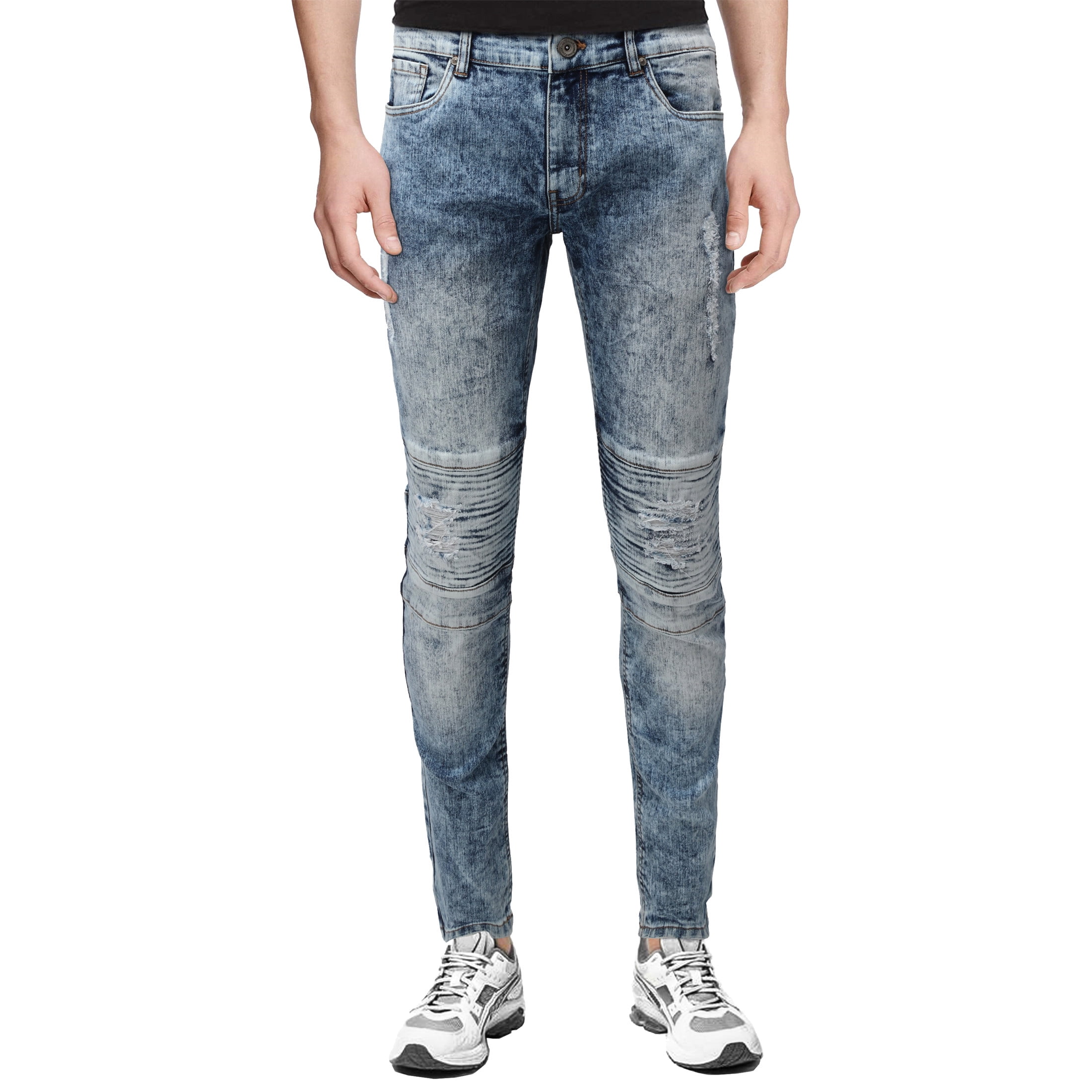 RAW X Mens Slim Fit Moto Jeans, Light Wash, 40X32 - Walmart.com