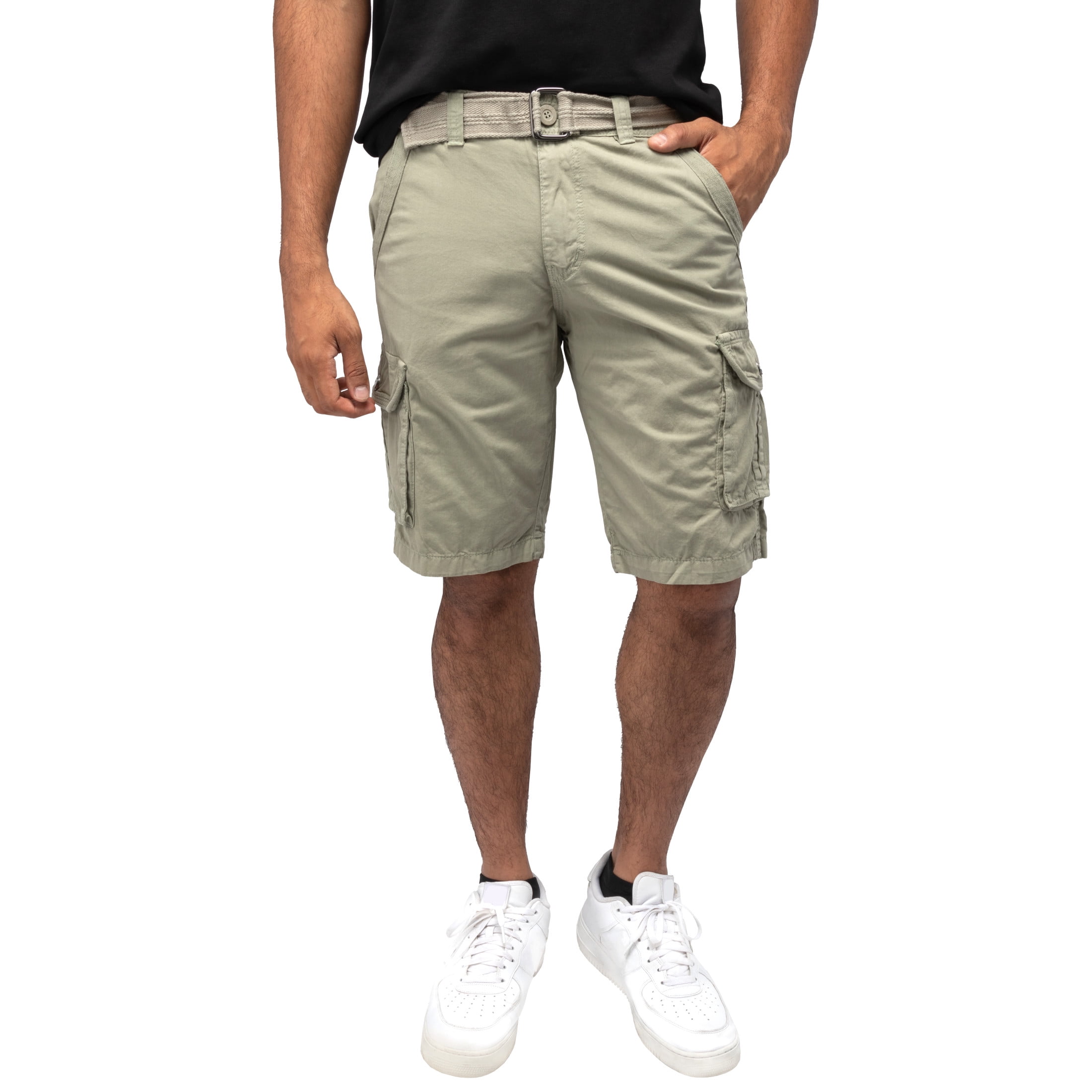 RAW X Mens Belted 12.5" Inseam Knee Length Cargo Shorts, Stone, 38 ...