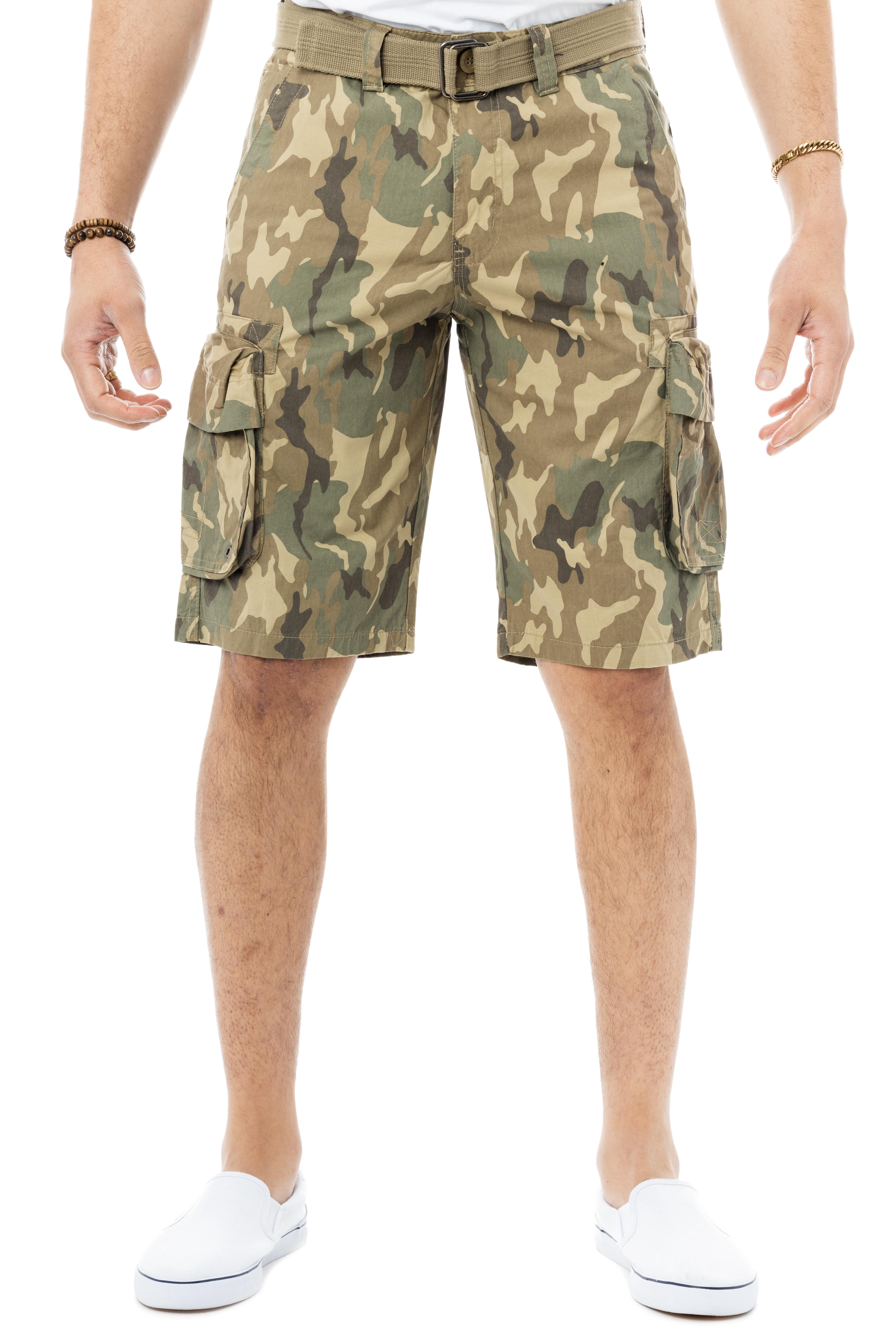 RAW X Mens Belted Cargo Shorts Relaxed Fit Casual Knee Length Cargo ...