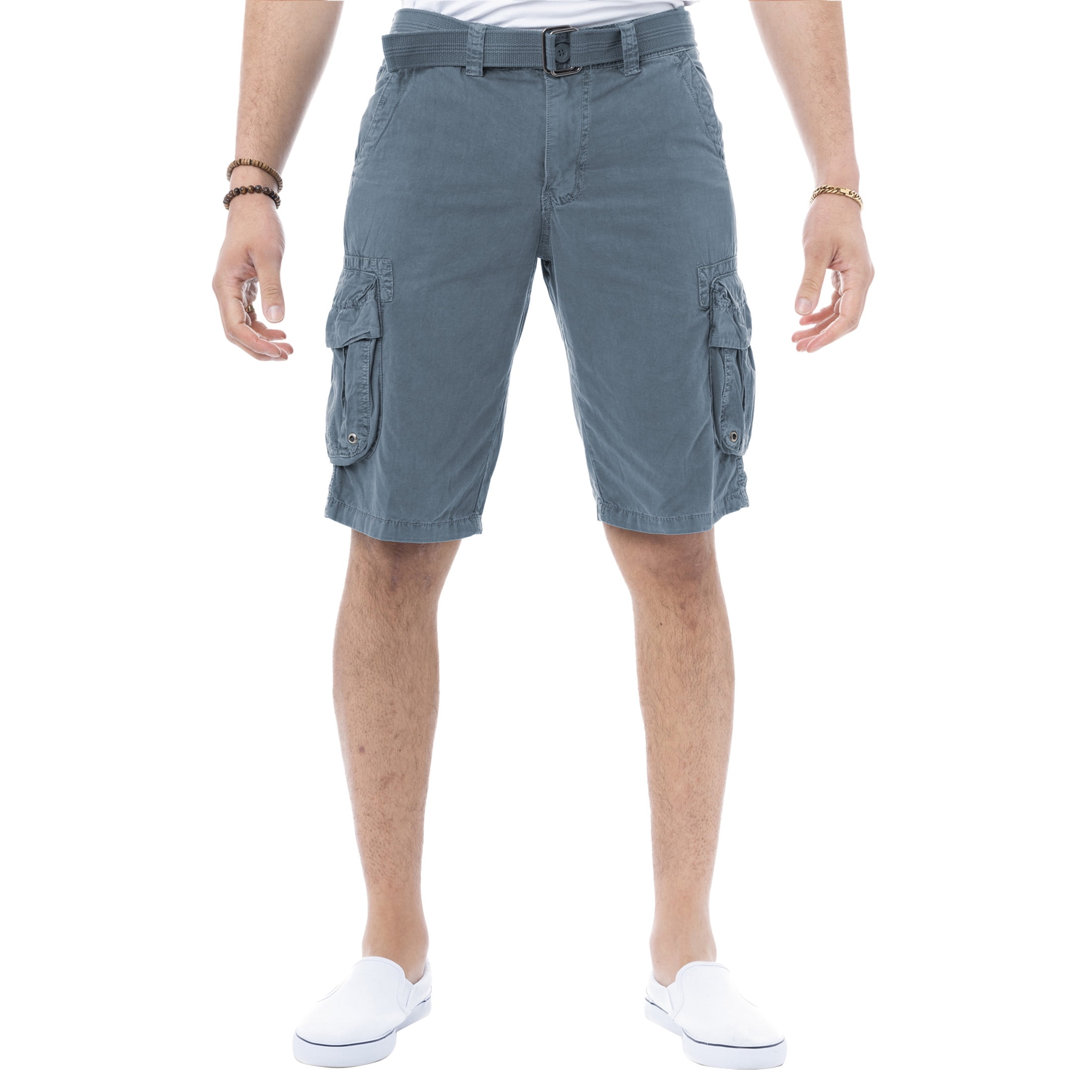 RAW X Mens Belted 12.5" Inseam Knee Length Cargo Shorts, Steel, 44 ...