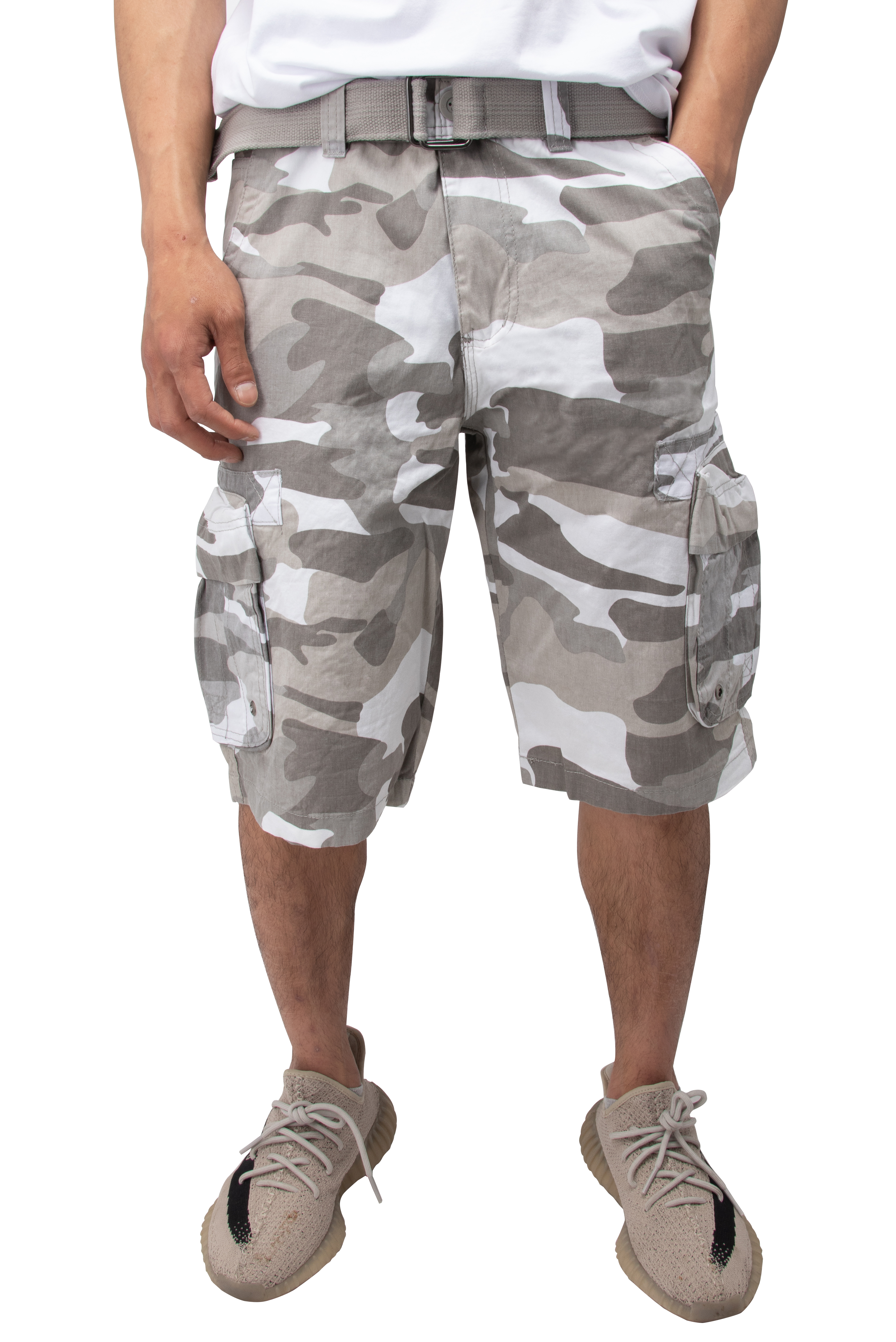 RAW X Mens Belted Cargo Shorts Relaxed Fit Casual Knee Length Cargo ...