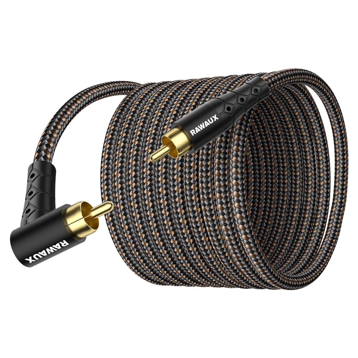 RAWAUX 90 Degree RCA Cable Subwoofer Cable (49FT, RCA Audio, Dual ...