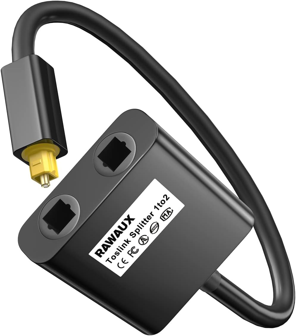 RAWAUX Digital Optical Audio Splitter 1x2 (1 in 2 Out Unidirectional ...