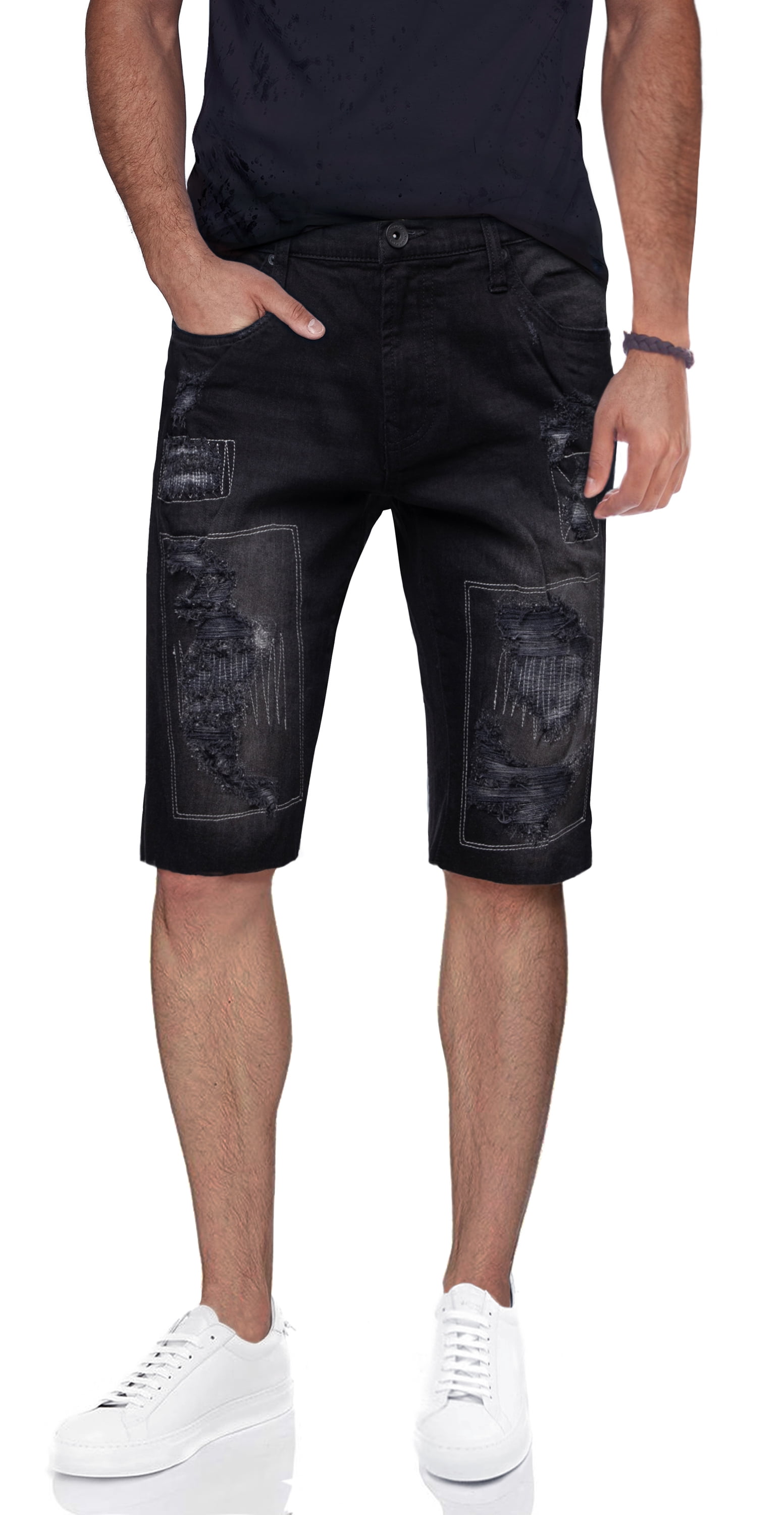 RAWX Men's Denim Shorts, Washed Ripped Distressed Destroyed Cut Off ...