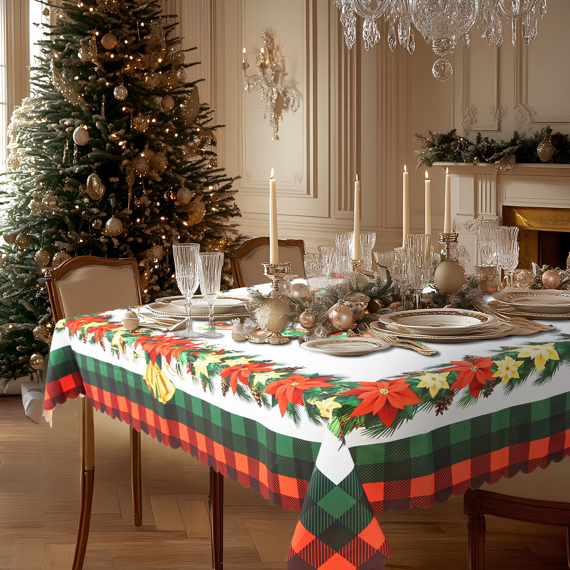 RAY STAR Large Christmas Tablecloth 60x120 Polyester Machine Washable ...