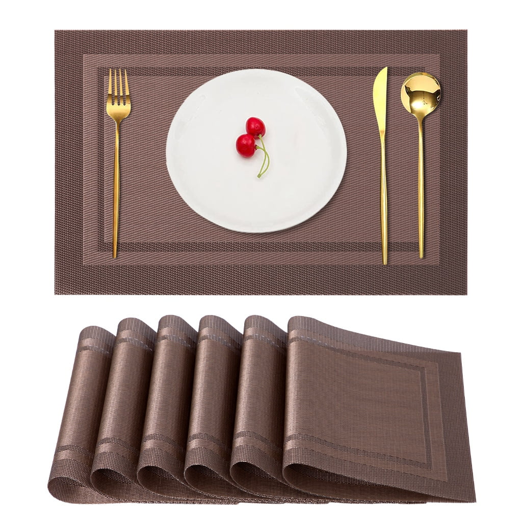 RAY STAR Vinyl Placemats Set of 6, 12''x18'' Vinyl Weave Placemats ...