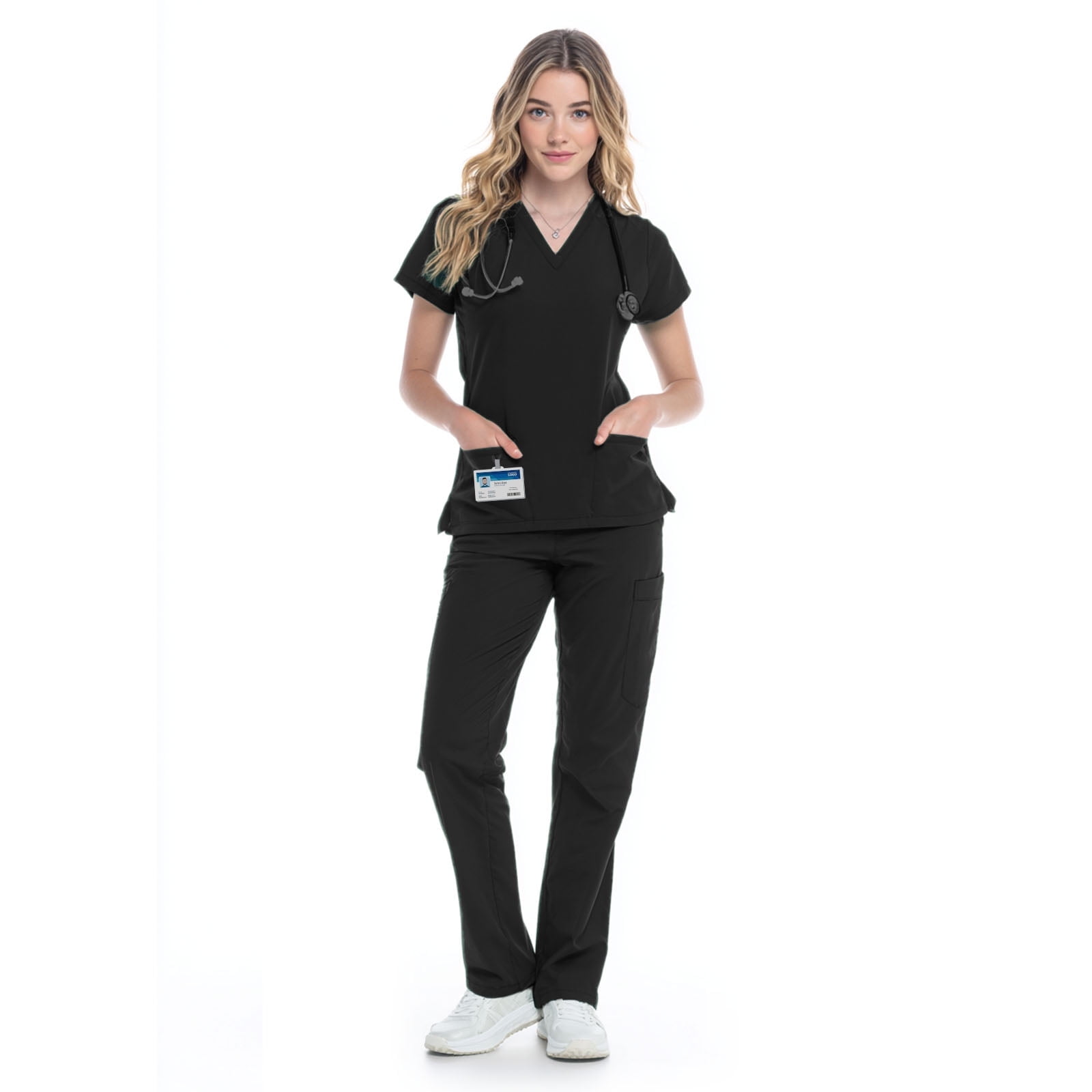 RAYGARD Women’s Medical Scrub Set – Stretch V-Neck Top & Cargo Pant ...