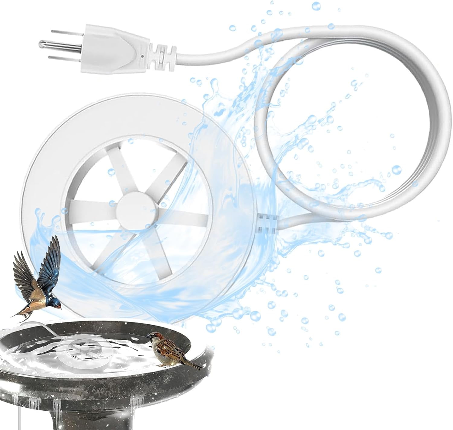 RAYGUYU Classic Bird Bath Heater Outdoors in 70W Birdbath De-Icer ...