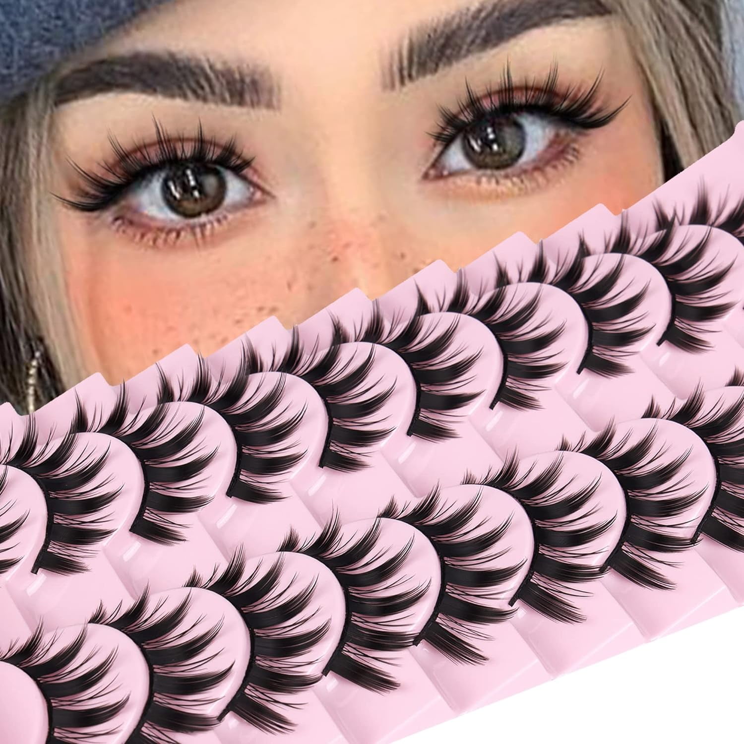 RAYGUYU Classic Design 10 Pairs Manga Lashes Eyelashes Wet Look ...