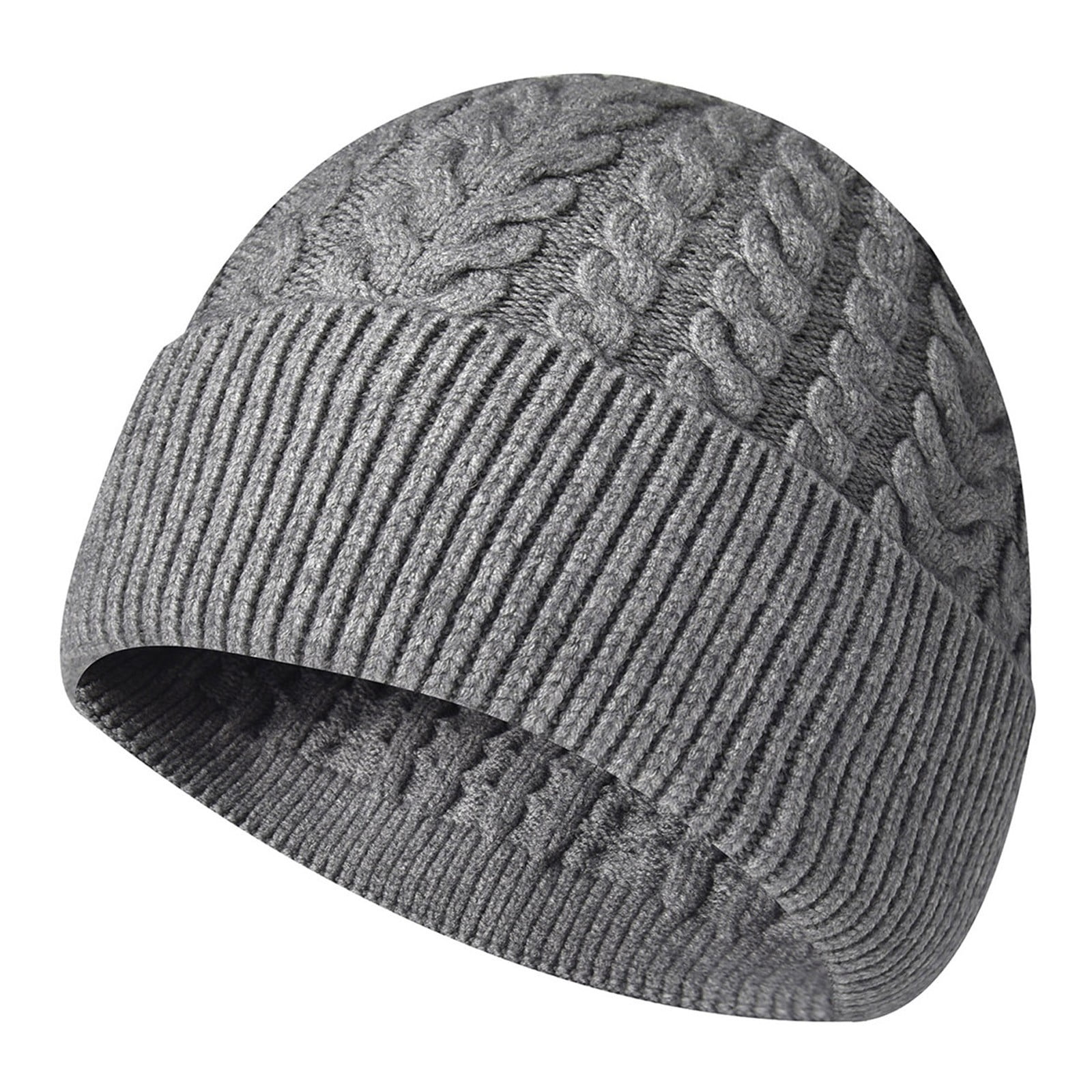 RAYGUYU Classic Men's Fleece Wool Cables Knit Winter Beanie-Hat Winter ...