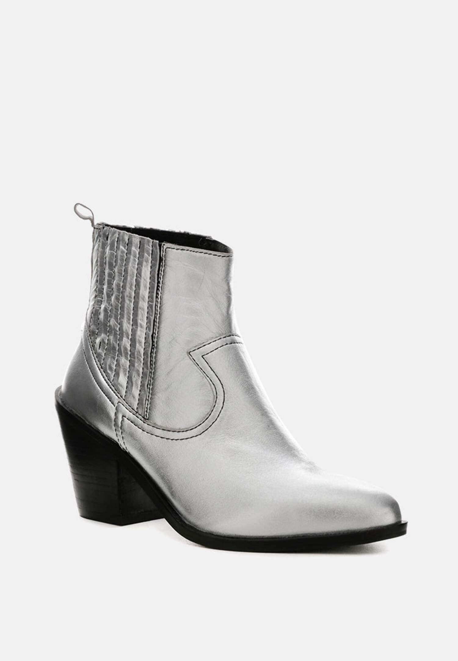 RAYNA Silver Metallic Leather Boots - Walmart.com