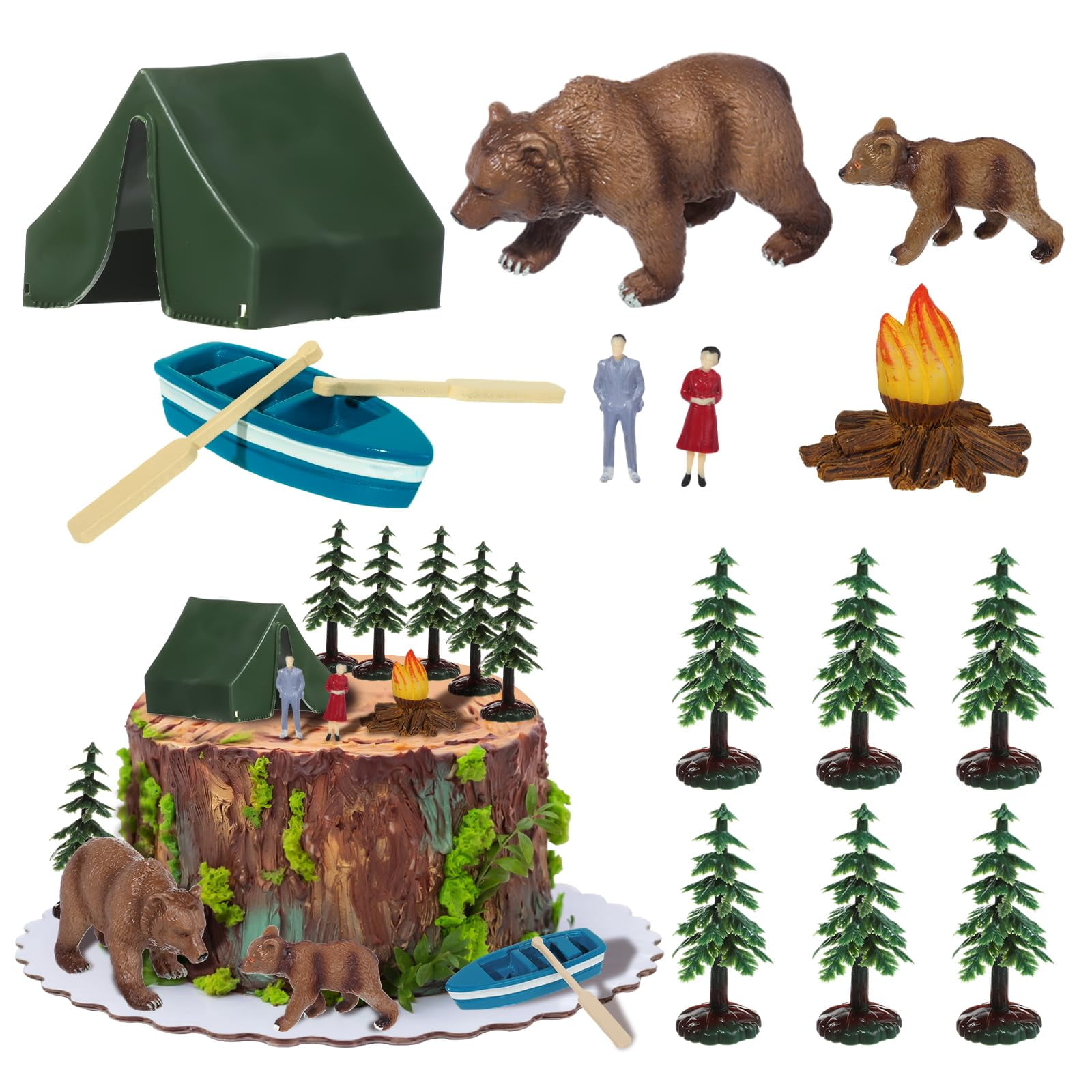 RAYNAG 13 Pieces Camping Cake Topper FSH1 Camping Party With Tent ...