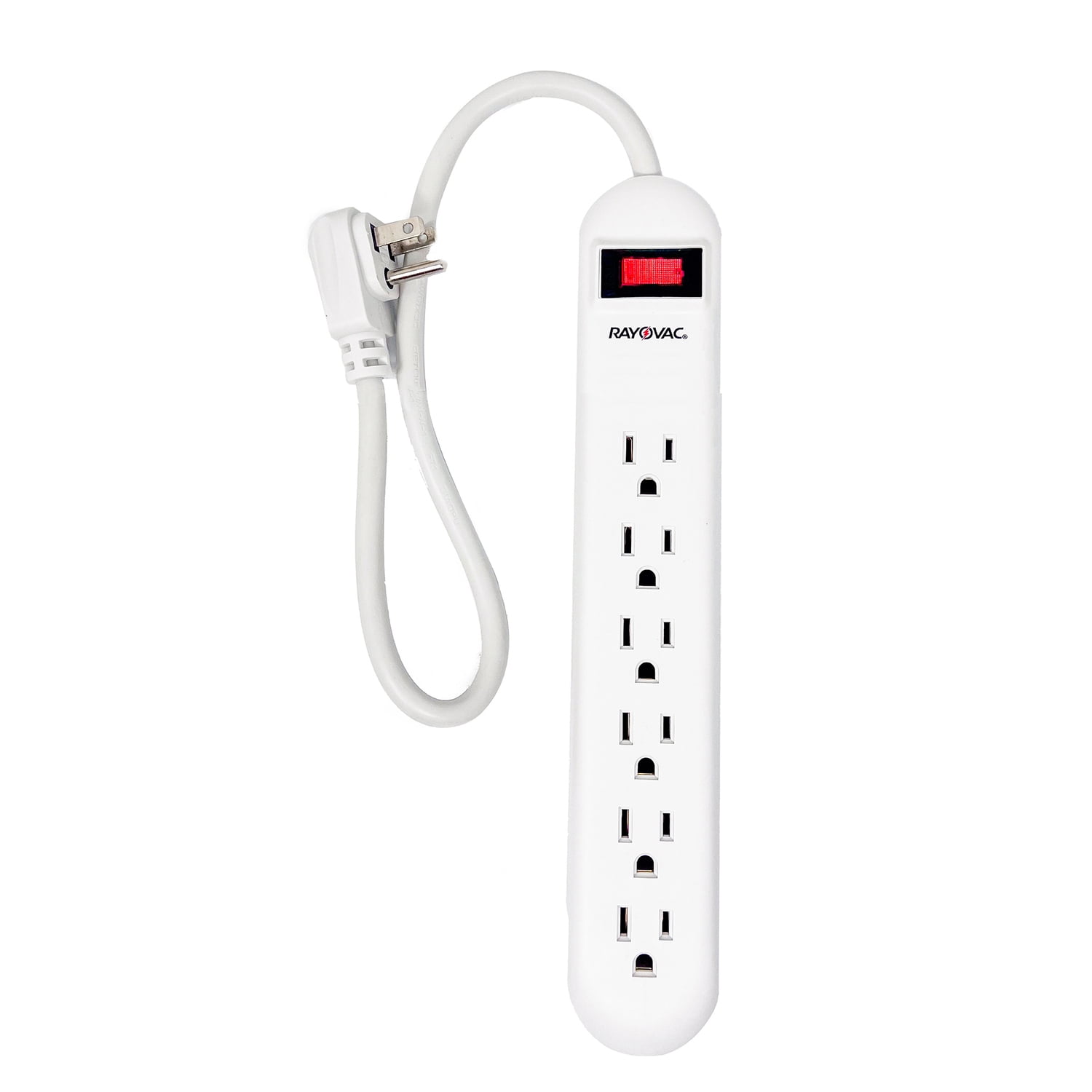 RAYOVAC 1,000-Joules Surge Protector Power Strip, 6 AC Outlets, 1.5-Ft ...