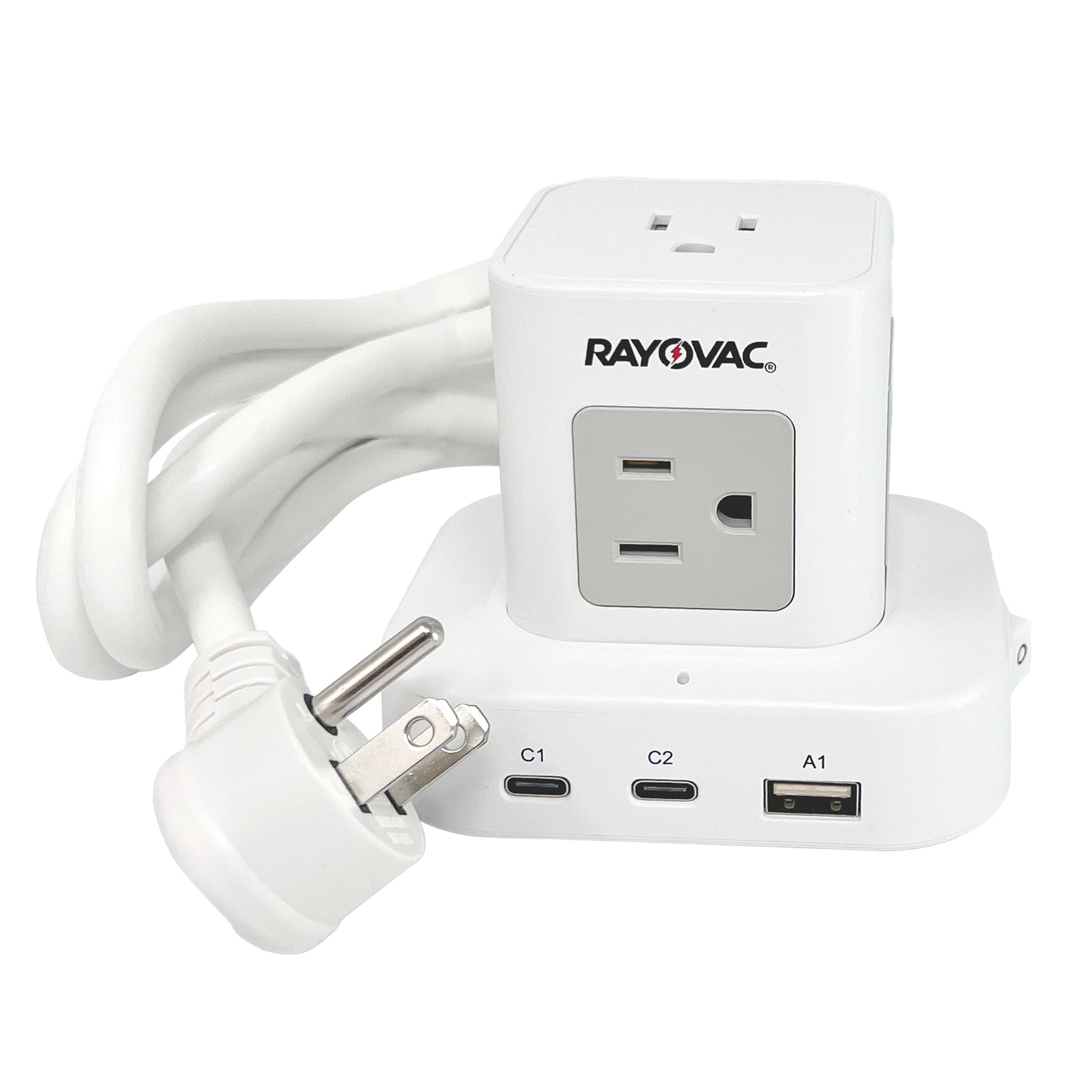 RAYOVAC 5-AC Outlet and 3-USB Port 540-Joules Power Cube Surge ...