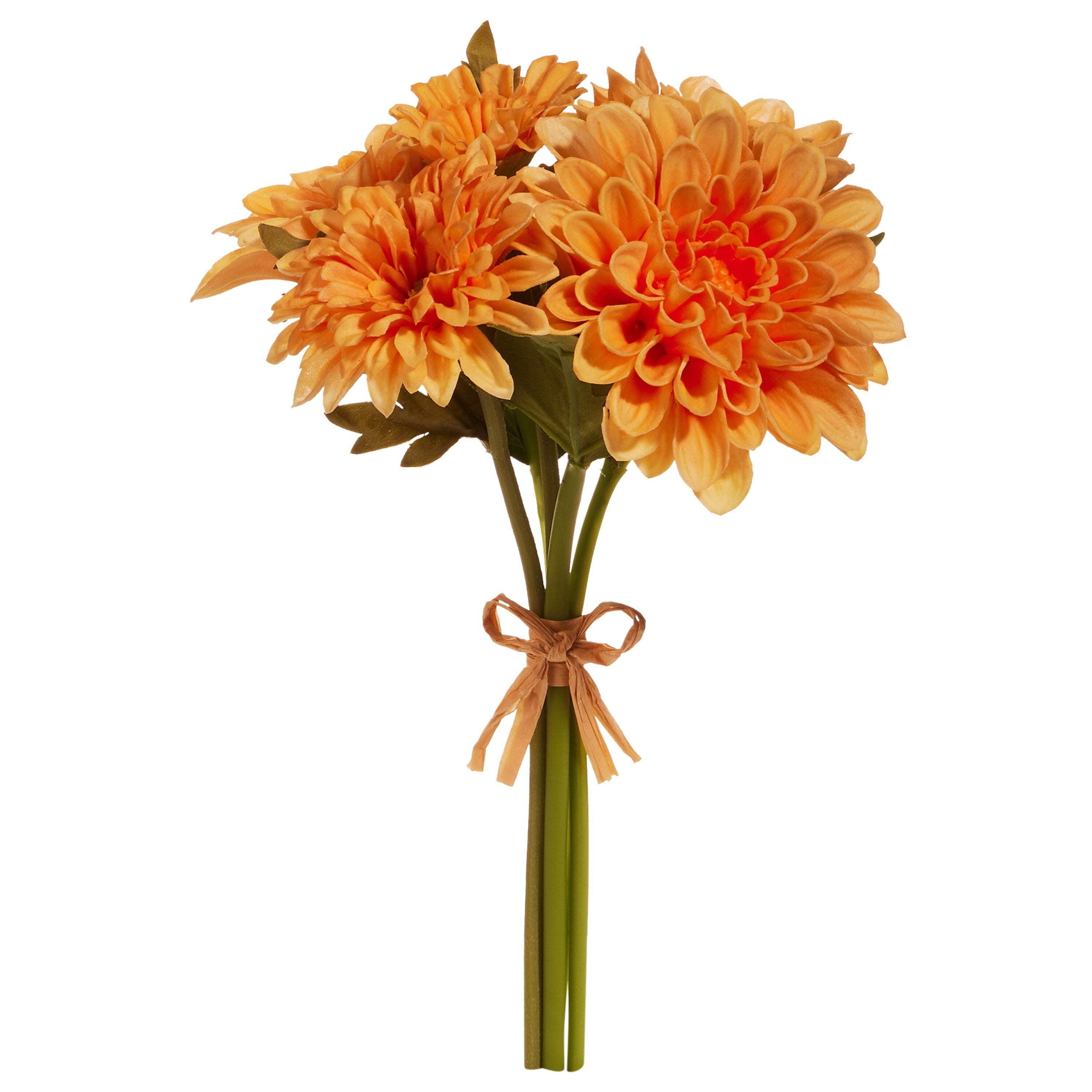 RAZ Imports 11" Real Touch Golden Yellow Dahlia Flower, 5 Stem Bundle ...