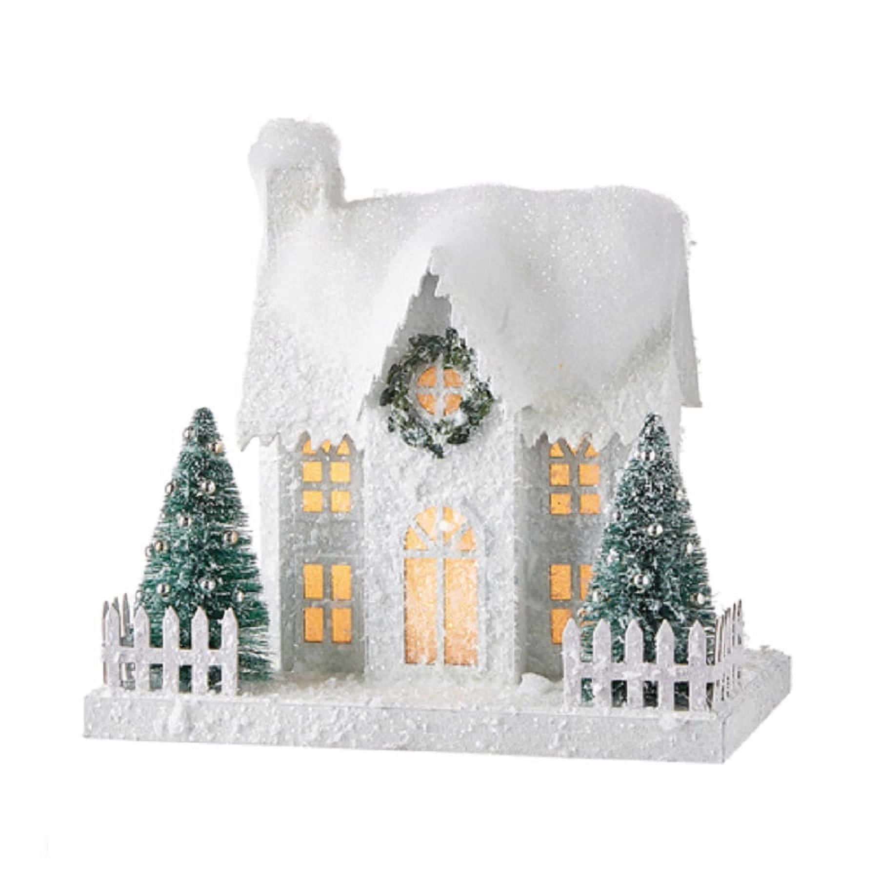 RAZ Imports 9.5" Flocked Lighted House Figurine (4102289) - Walmart.com