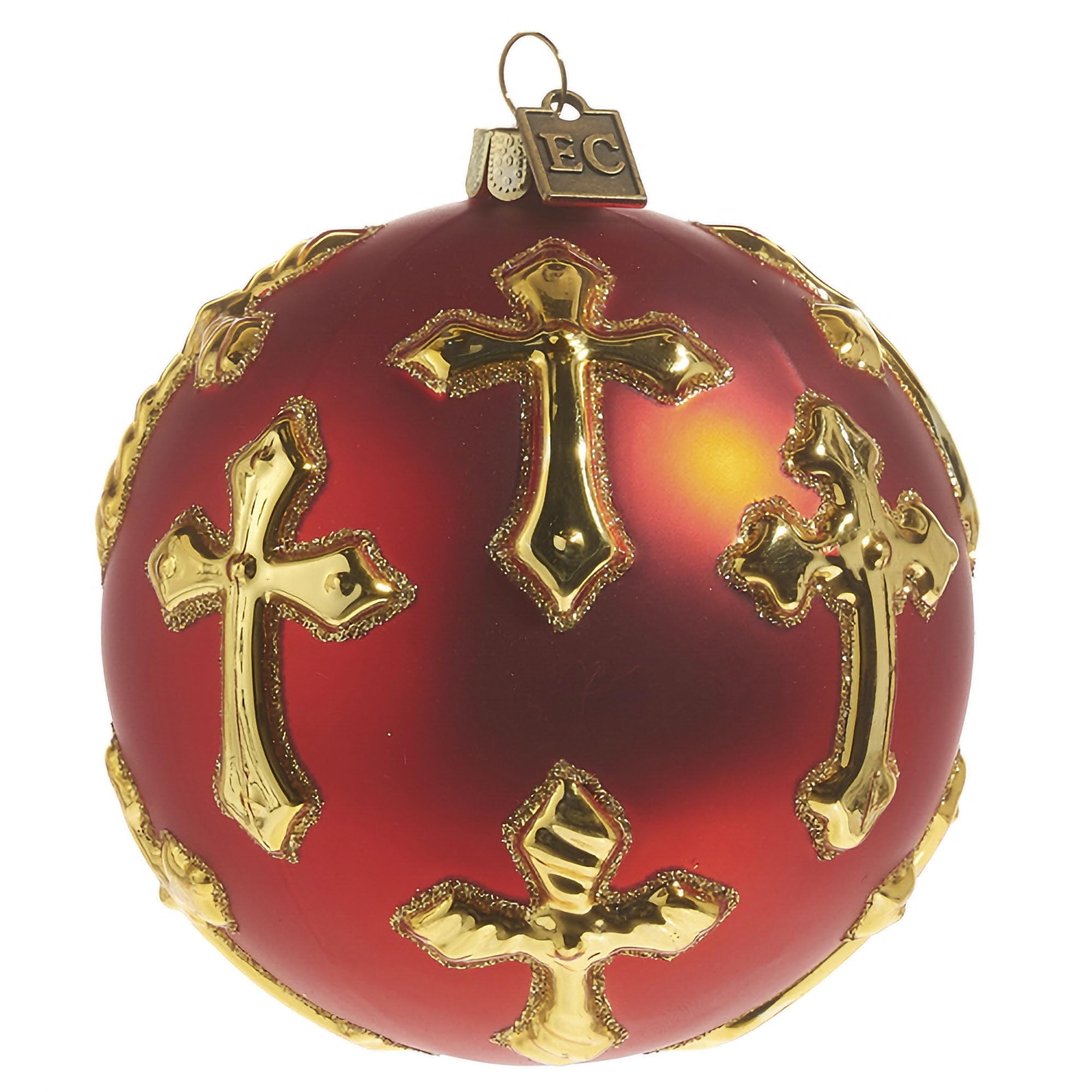 RAZ Imports Eric Cortina Red Holy Cross Ball Ornament, 3.5-inch Diameter, Glass - Walmart.com